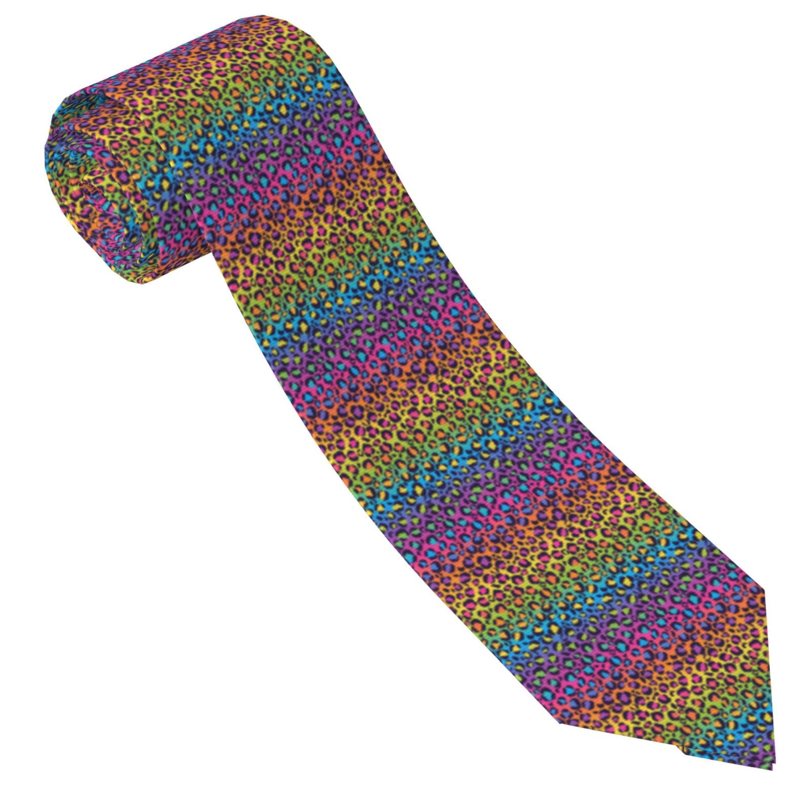 Ties for Men - Rainbow Bright colorful leopard Soft Comfort Mens Tie ...