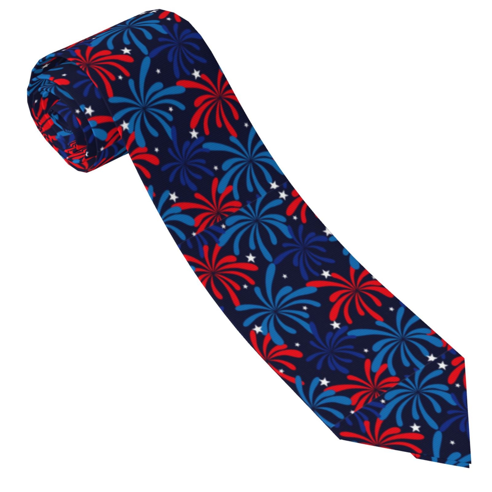 Ties for Men - Red White Blue Fireworks Soft Comfort Mens Tie with ...