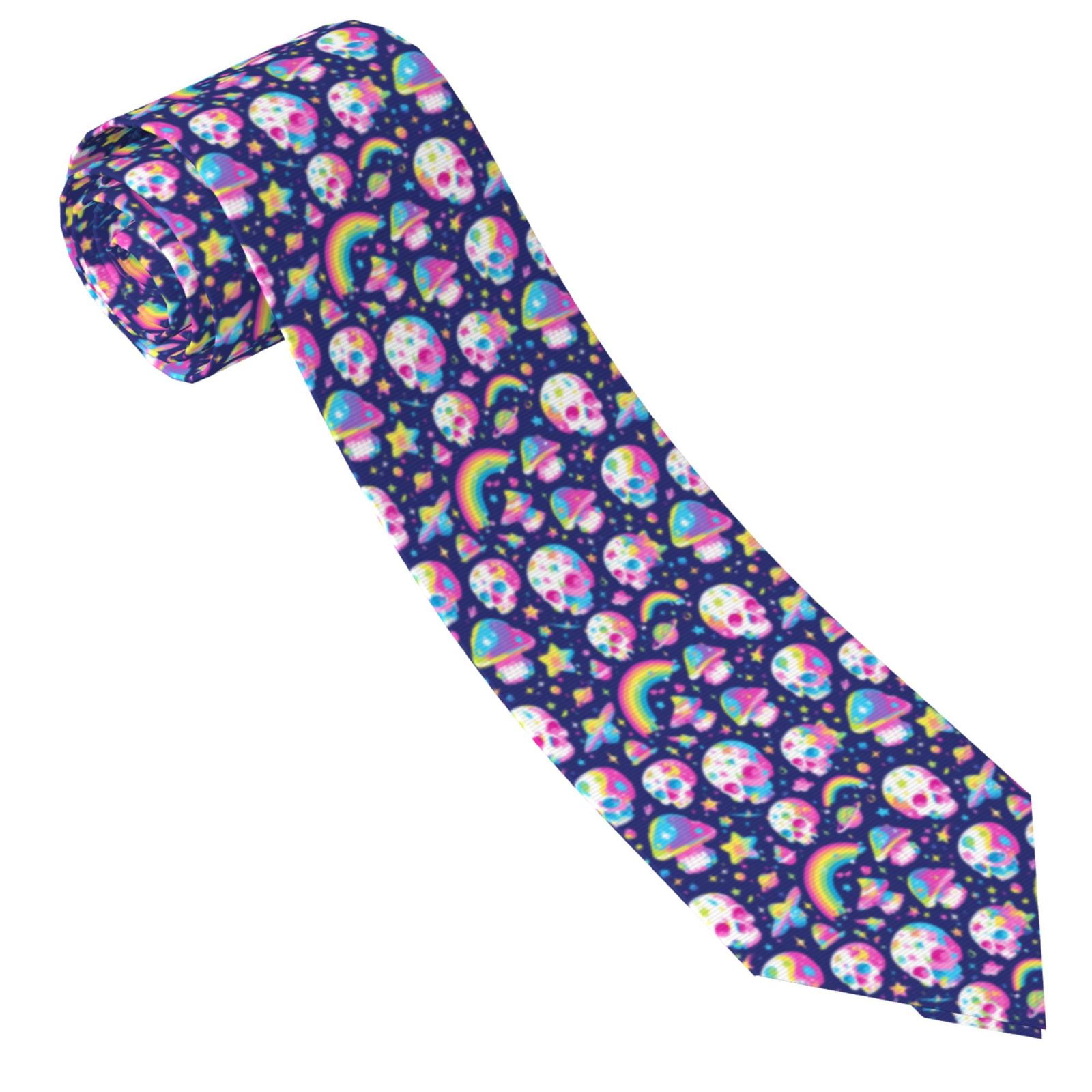 Ties for Men - Skull mushroom rainbow space Soft Comfort Mens Tie with ...