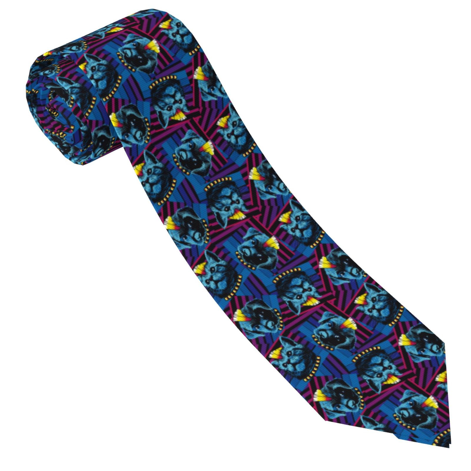 Ties for Men - Stylish Retro Cats Dogs Soft Comfort Mens Tie with Built ...