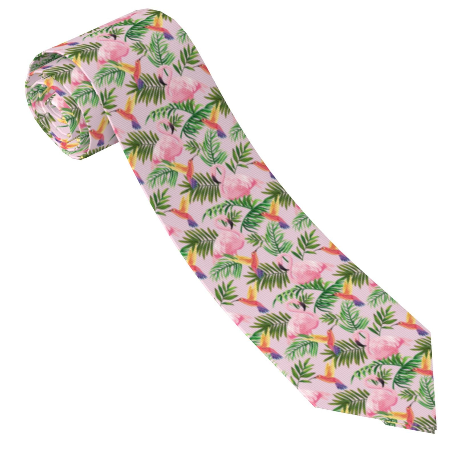 Ties for Men - Tropical Flamingo Hummingbird Soft Comfort Mens Tie with ...