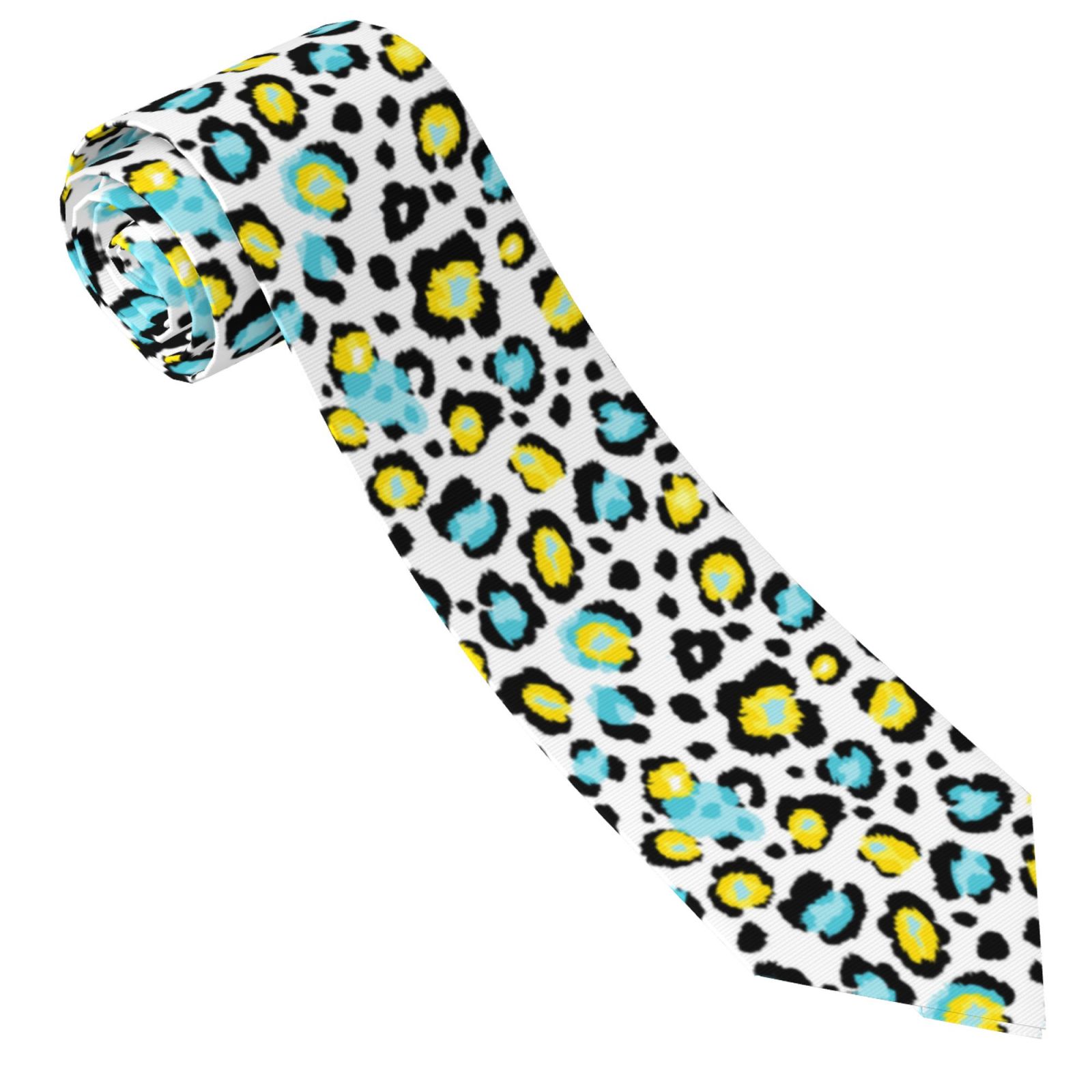 Ties for Men - Yellow Blue Leopard Print Soft Comfort Mens Tie with ...