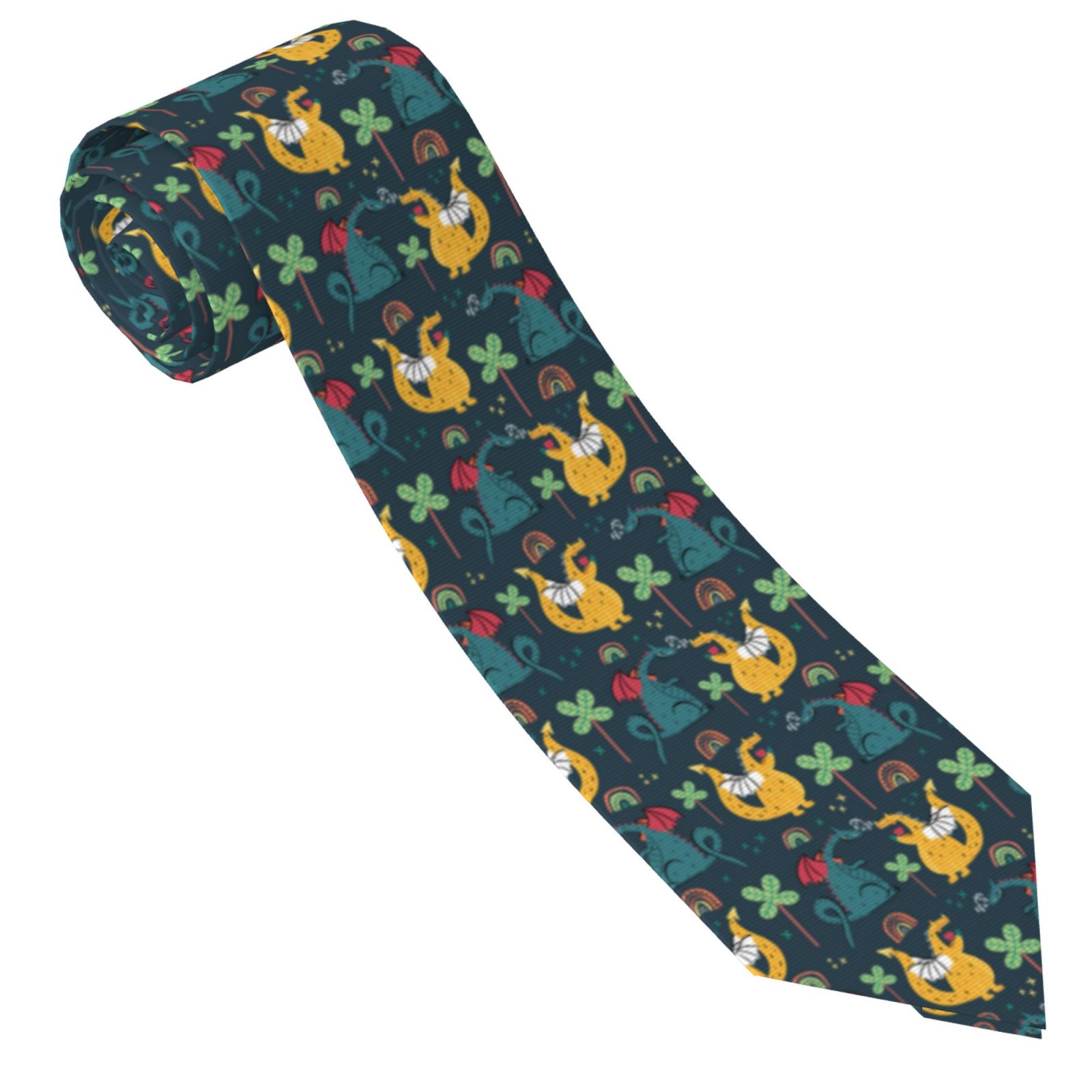 Ties for Men - cartoon Dinosaur leaves Soft Comfort Mens Tie with Built ...