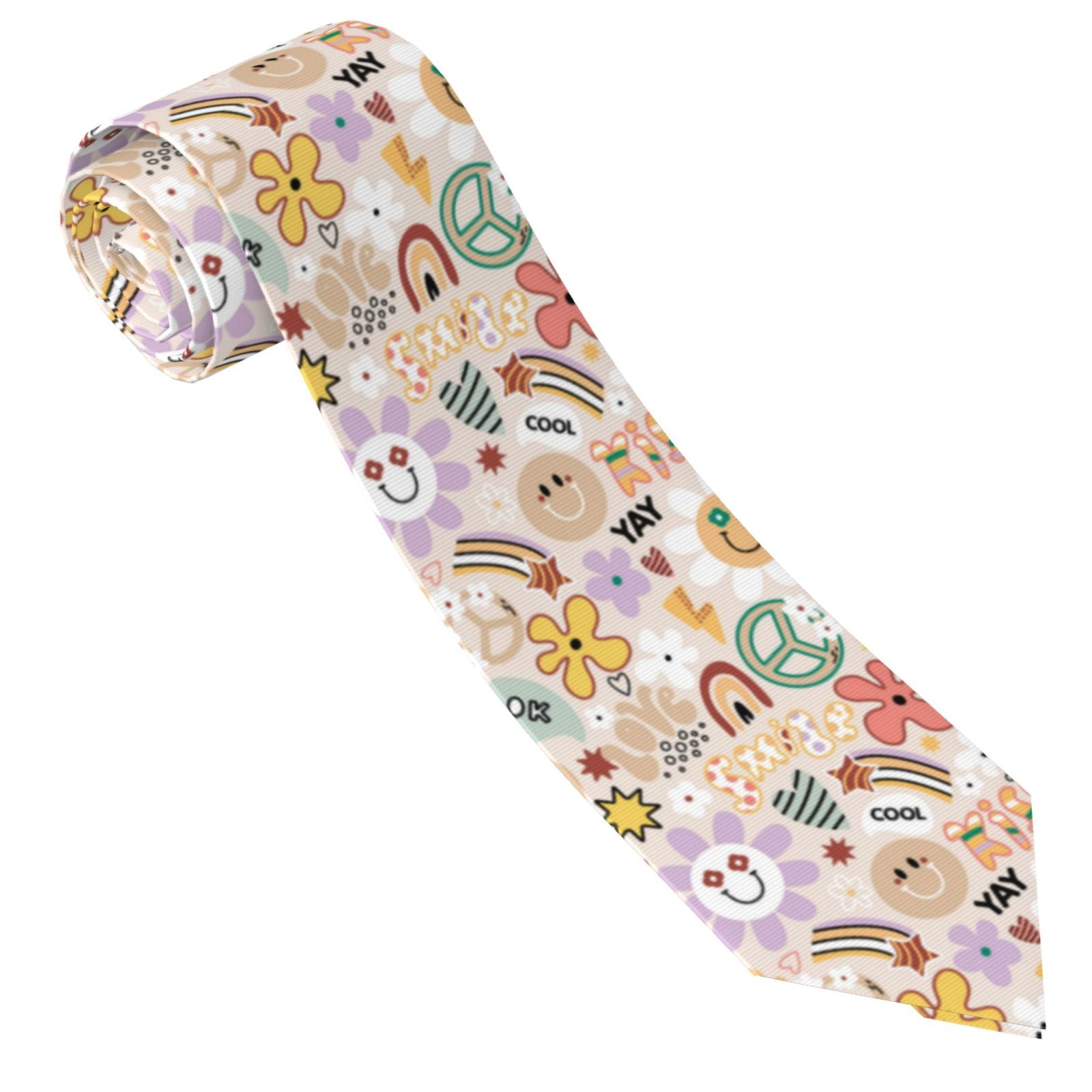 Ties for Men - flowers rainbow peace sign Soft Comfort Mens Tie with ...
