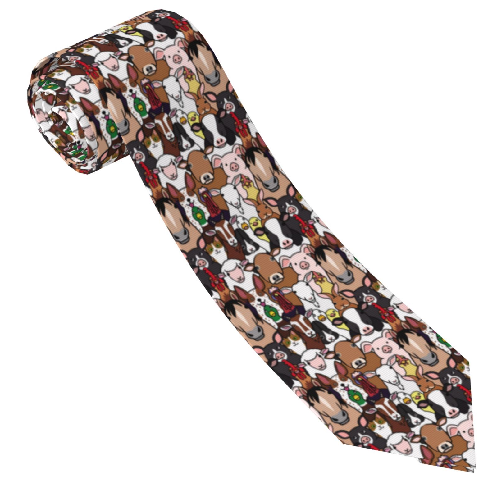 Ties for Men - funny farm pig cow cat face Soft Comfort Mens Tie with ...