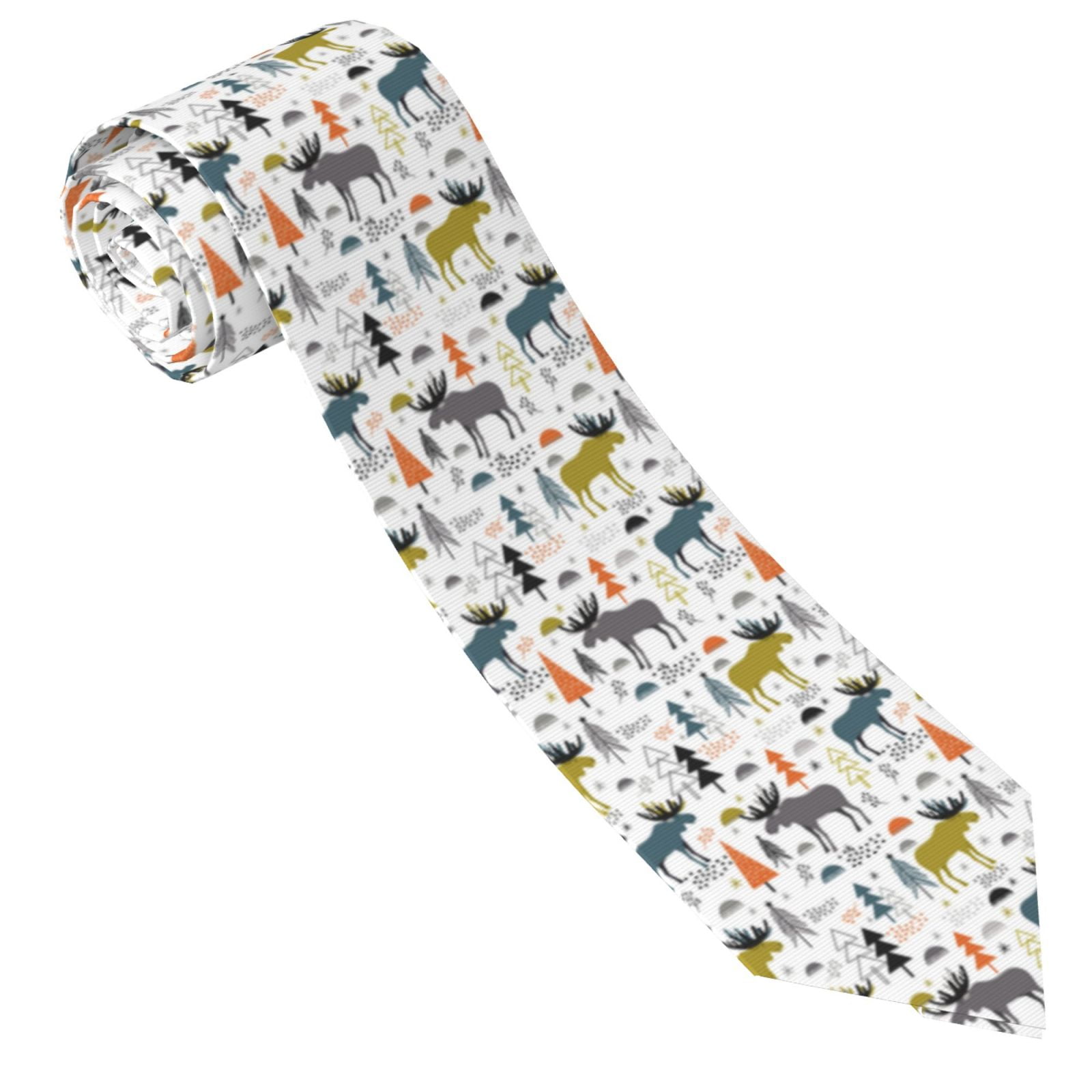 Ties for Men - moose fores trees cartoon Soft Comfort Mens Tie with ...