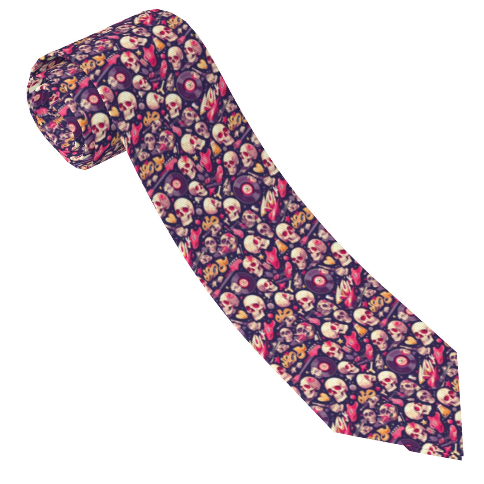 Ties for Men - music Skull record Guitar Soft Comfort Mens Tie with ...