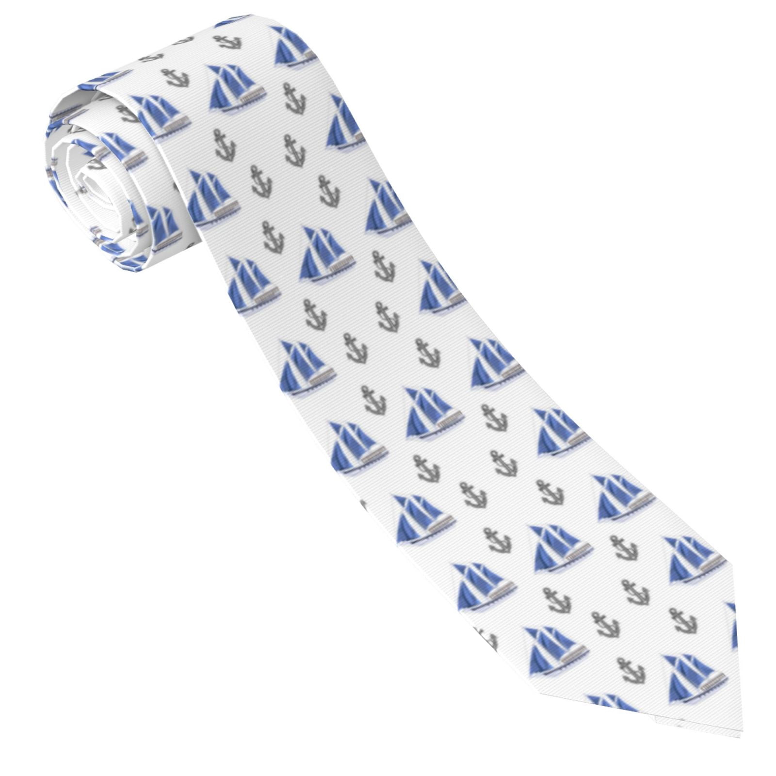 Ties for Men - ship blue sails anchors white Soft Comfort Mens Tie with ...