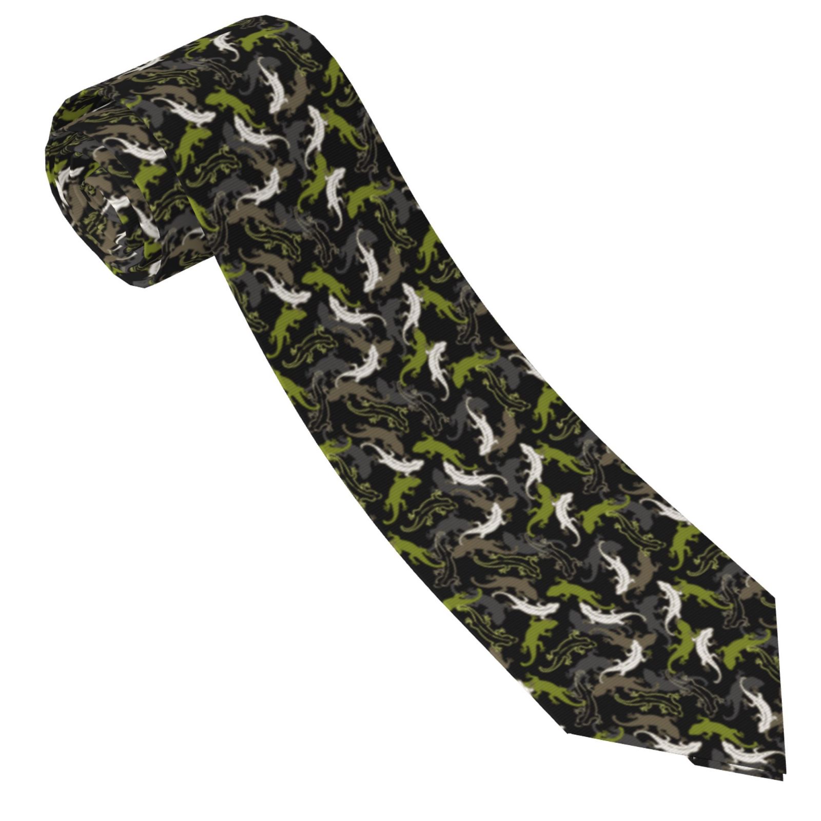 Ties for Men - Cartoon Cute Lizard Gecko Green Formal Necktie Mens Ties ...