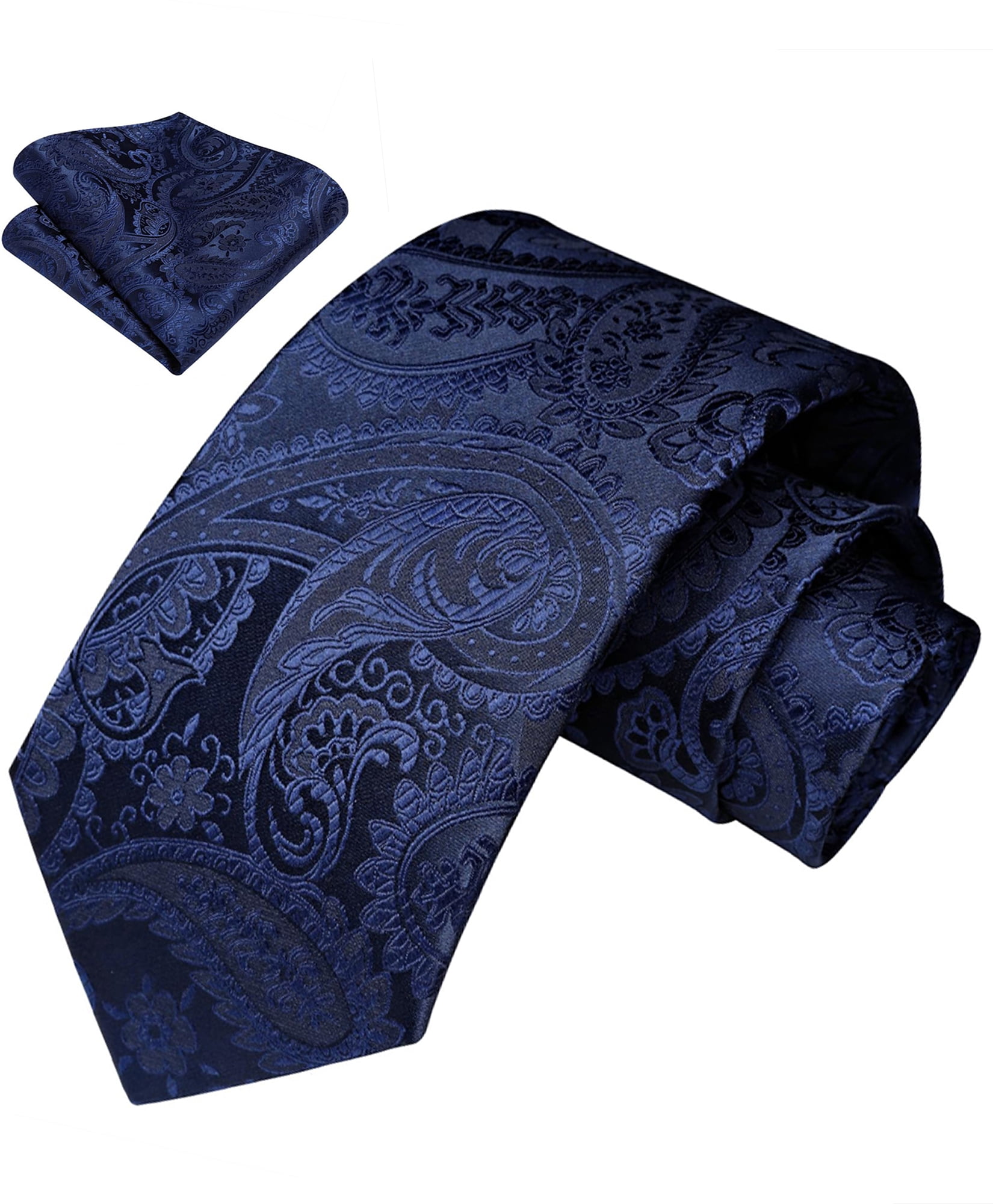 Ties for Men Paisley Floral Royal Blue Necktie & Pocket Square Set ...