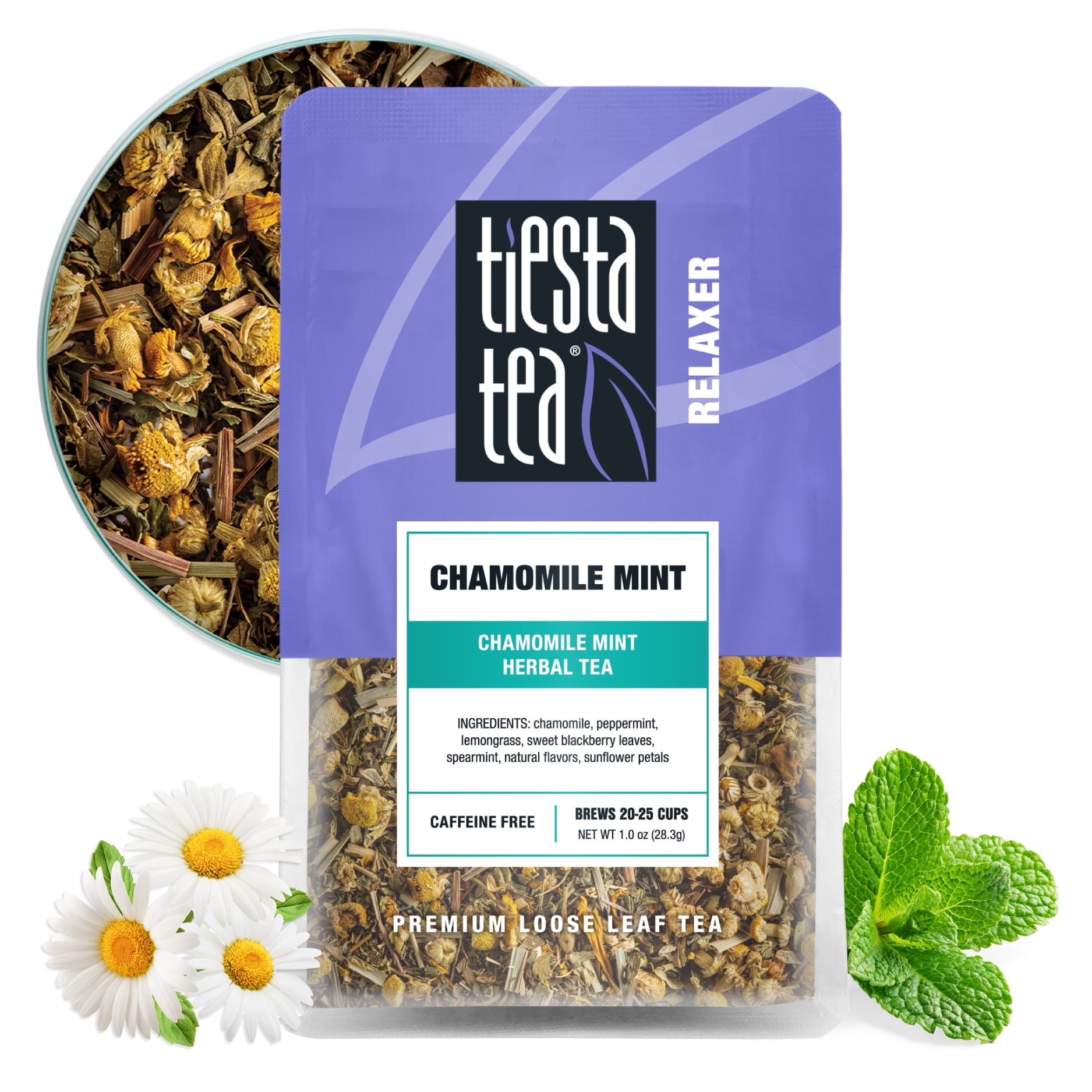 Tiesta Tea - Chamomile Mint, Relaxer Loose Leaf Tea Blend, Chamomile Mint Herbal Tea, Caffeine ...