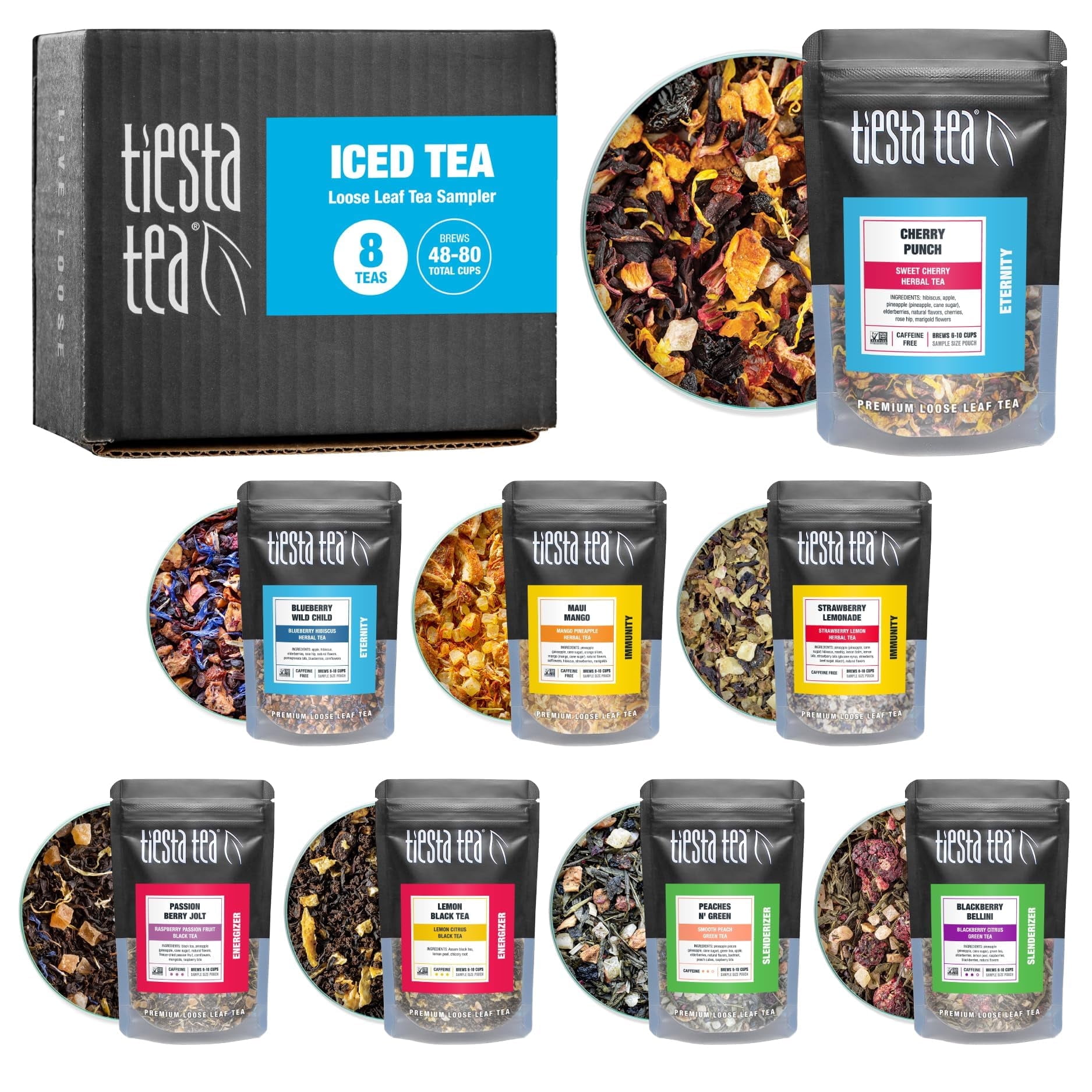 Tiesta Tea - Iced Tea Sampler Set, High to No Caffeine, Loose Leaf ...