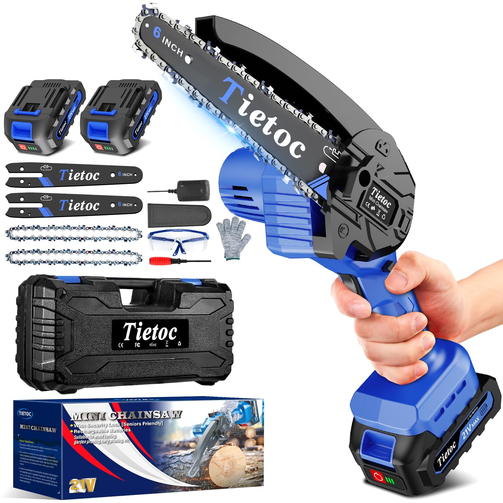 Tietoc Mini Chainsaw 6 Inch Cordless [Ease of Portable Electric ...