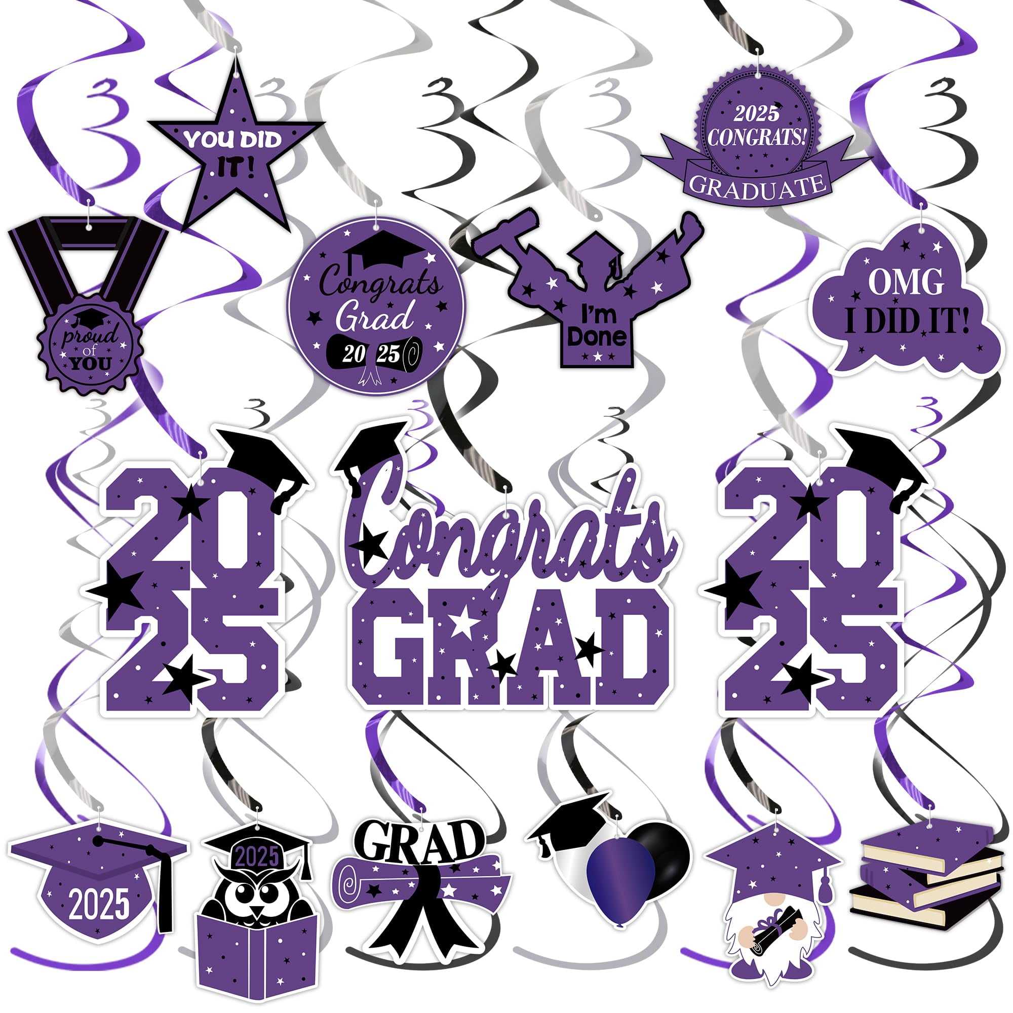 Tifeson Graduation DecorationsTRDN 2025 Purple - 21 PCS Graduation ...
