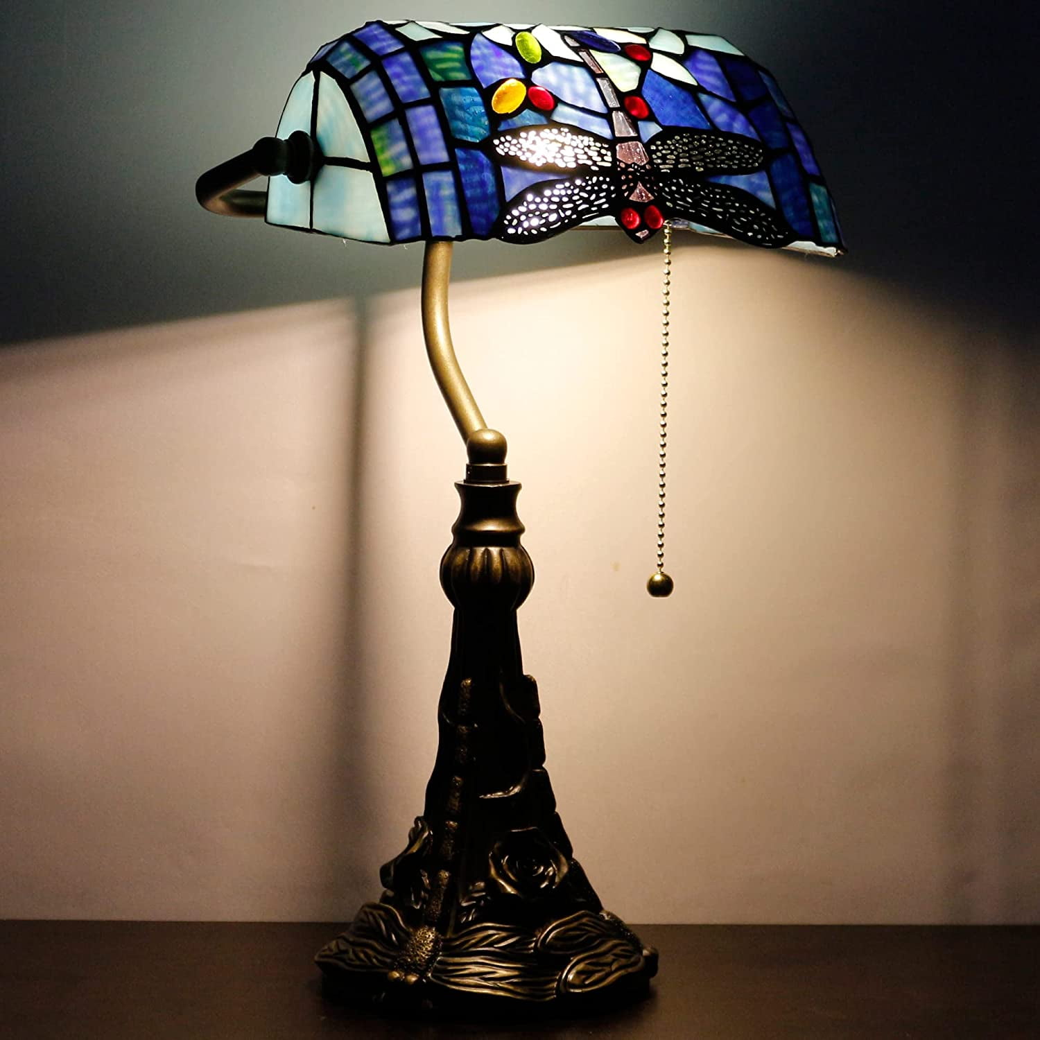 Tiffany Banker Lamp Small Stained Glass Table Lamp Tiffany Style Piano ...