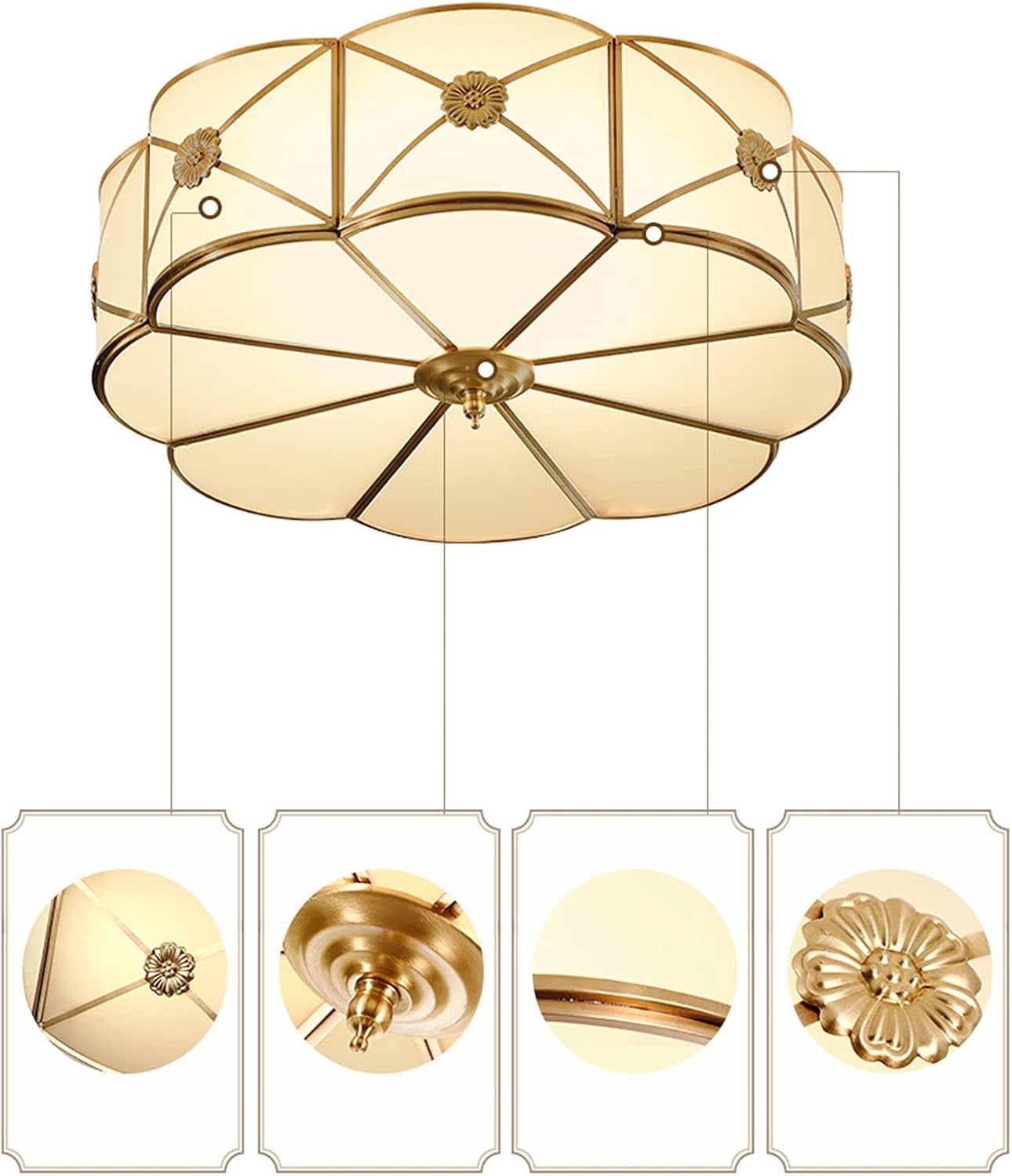 Tiffany Ceiling Lamp Flush Mount Light 3-Light Drum Shade Vintage ...