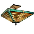 Tiffany Ceiling Light Semi Flush Mount, 14" Wide Stained Glass Mission ...