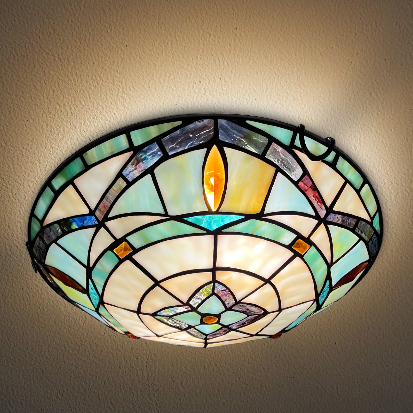 Tiffany Ceiling Lights, Stained Glass Ceiling Light 2-Lights 12 Inch ...