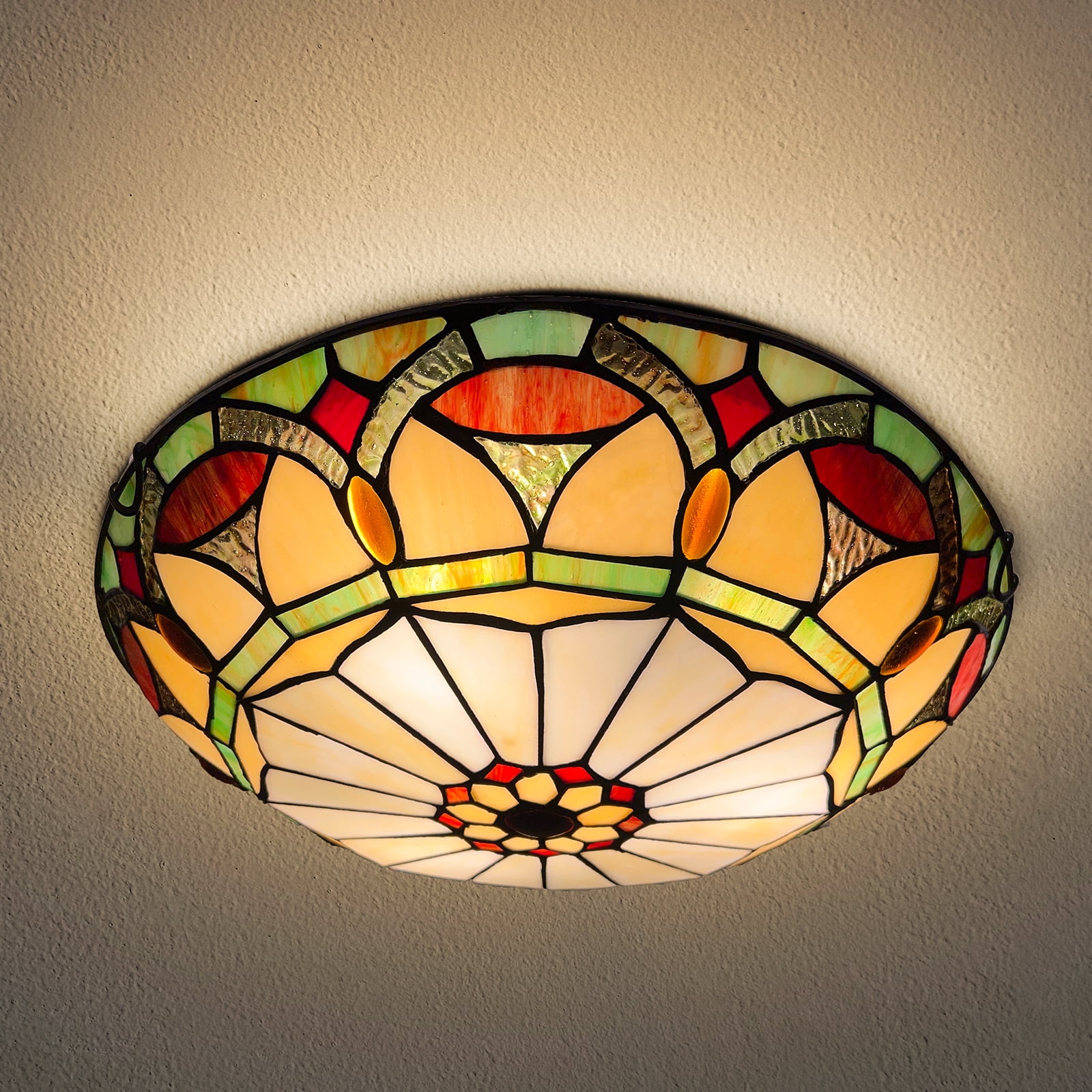Tiffany Ceiling Lights, Stained Glass Ceiling Light 3-Lights 16 Inch ...