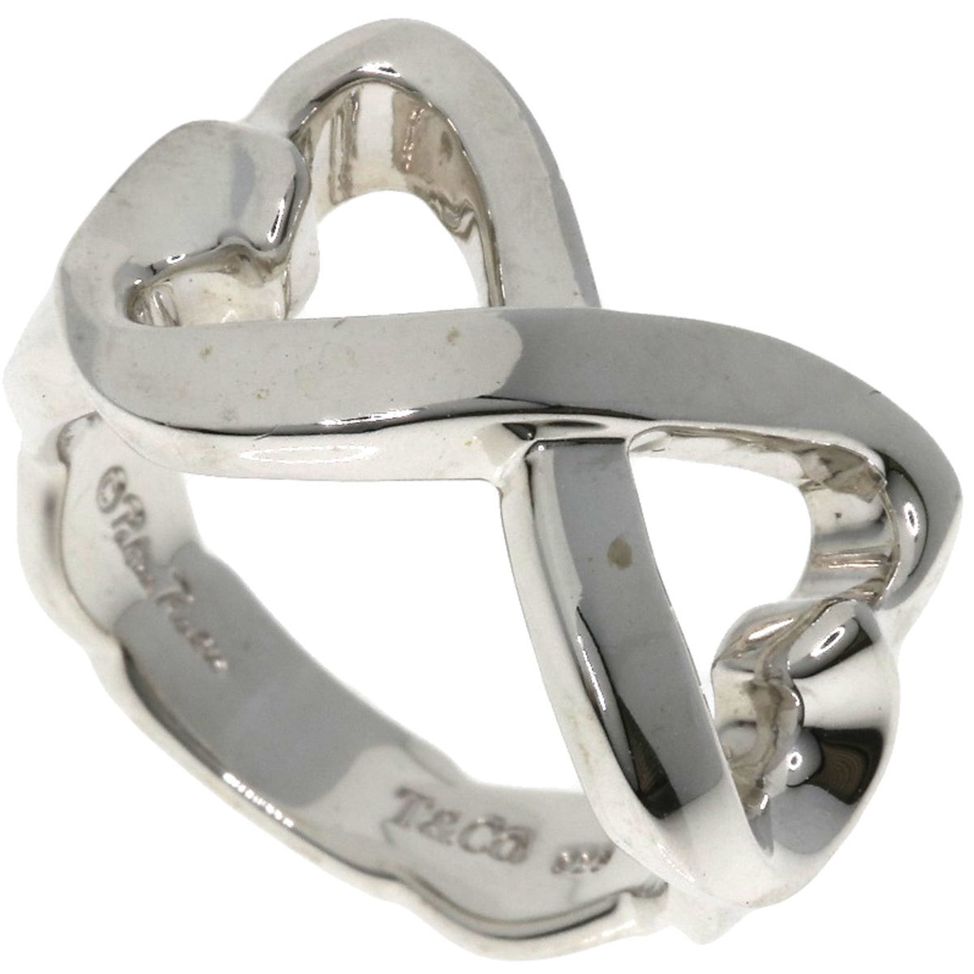 Pre-Owned Tiffany & Co. Double Loving Heart Ring, Silver, Women's ...