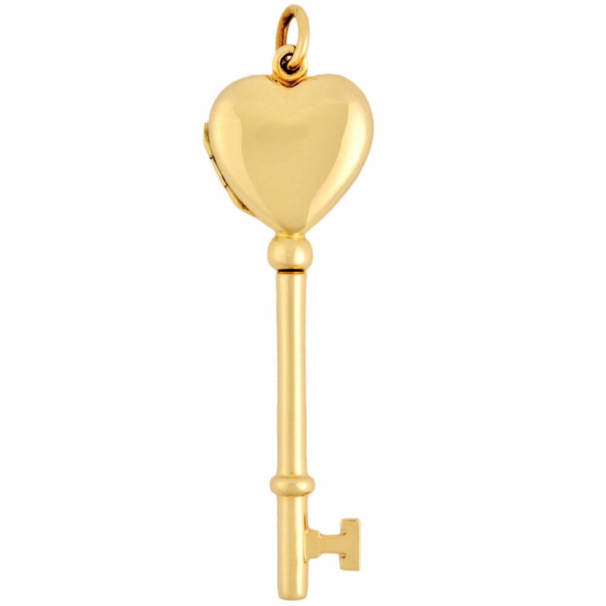 Pre-Owned Tiffany & Co. Heart Key Locket Pendant Top K14YG 585 Necklace ...
