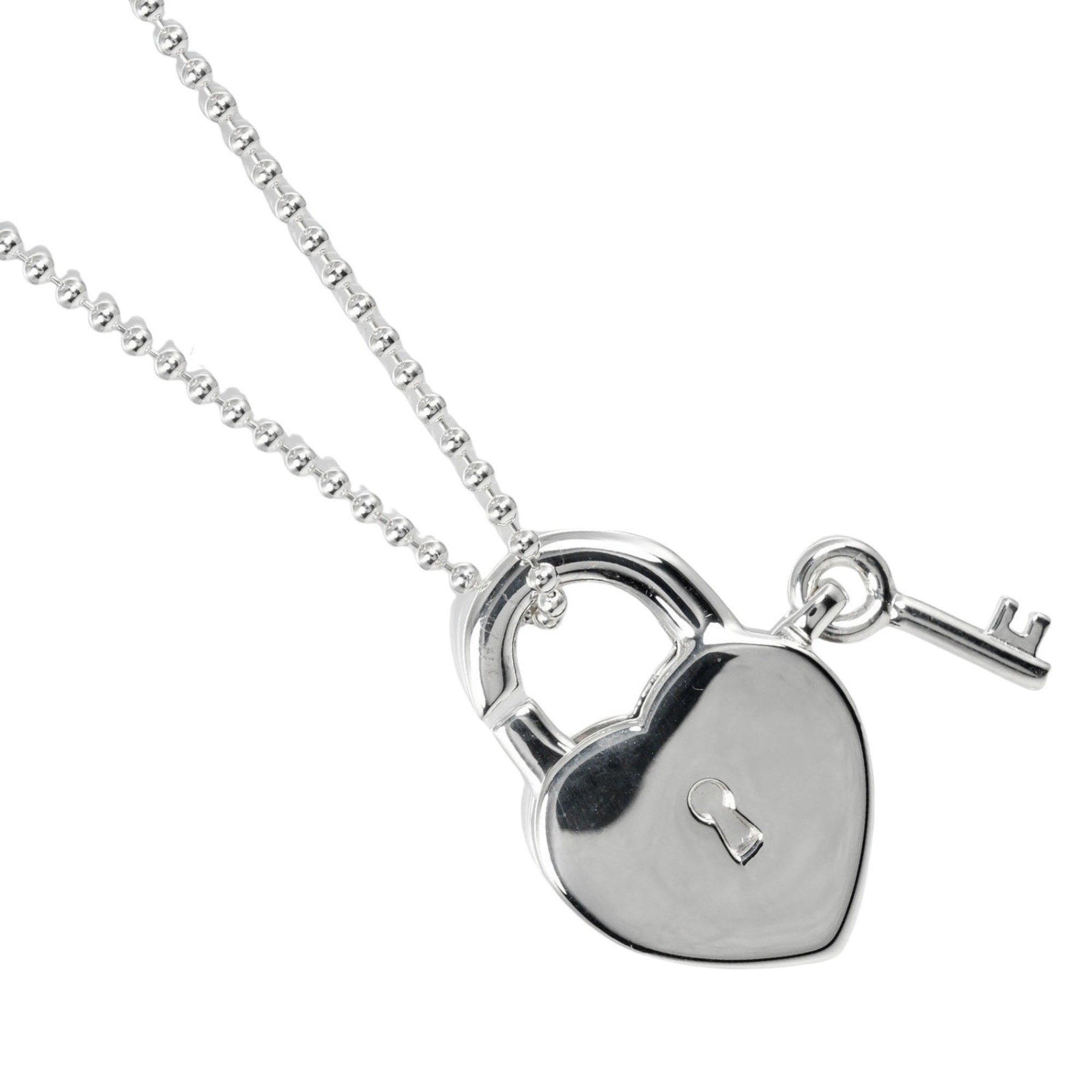 Pre-Owned Tiffany & Co. Heart Lock Key Necklace, 925 Silver, Approx. 5 ...