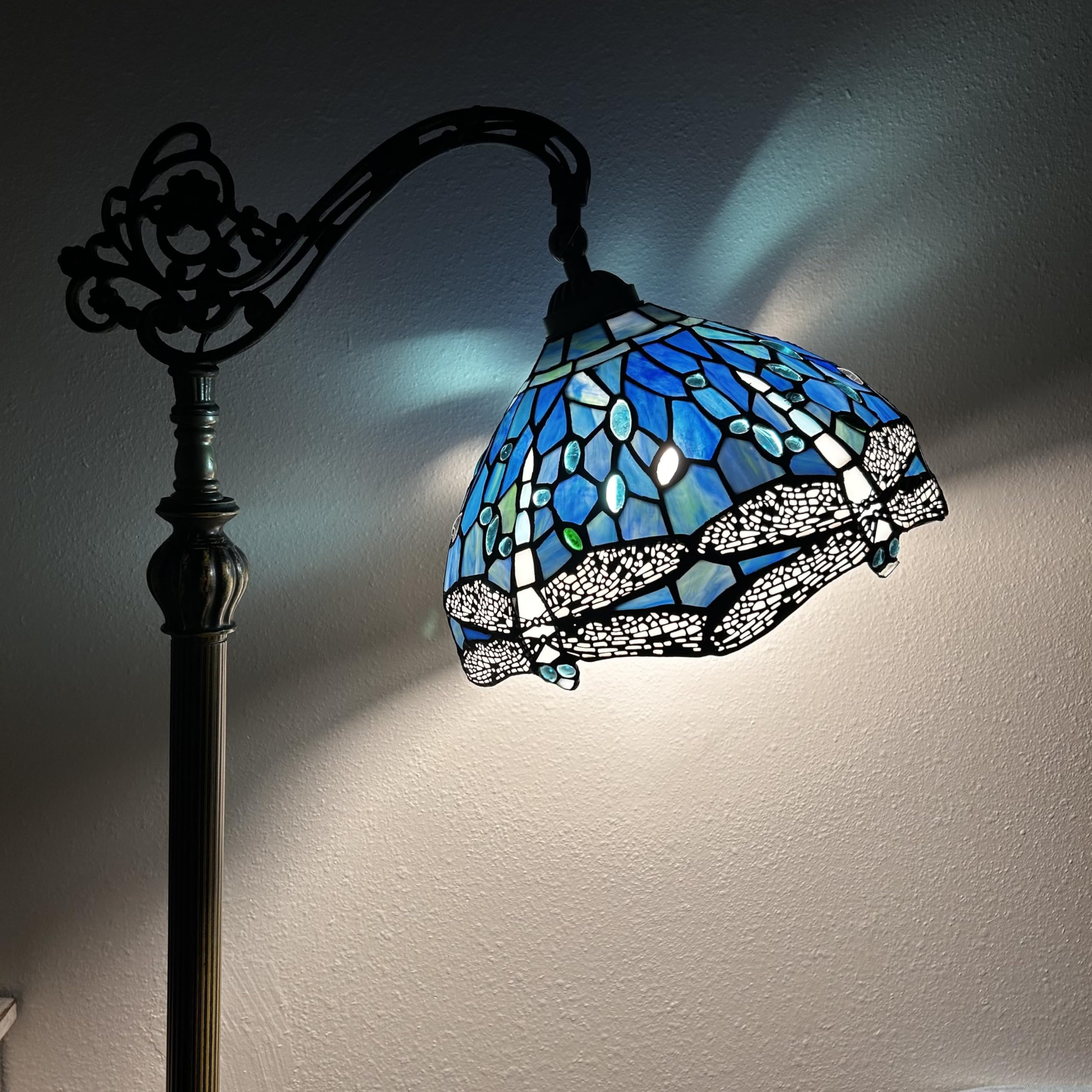 Tiffany Floor Lamp Dragonfly Blue Stained Glass LED Bulb Included ...