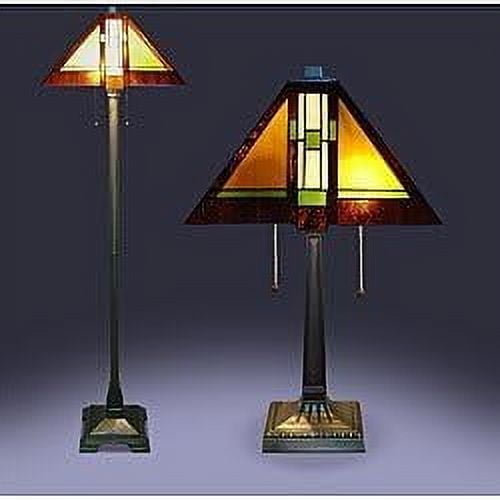 Tiffany Floor Lamp and Table Lamp Set - Aztec Mission Style Tiffany Table Lamp and Floor Lamp ...