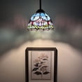 Tiffany Hanging Lamp Blue Stained Glass Tulips LED Bulb Pendant Light ...