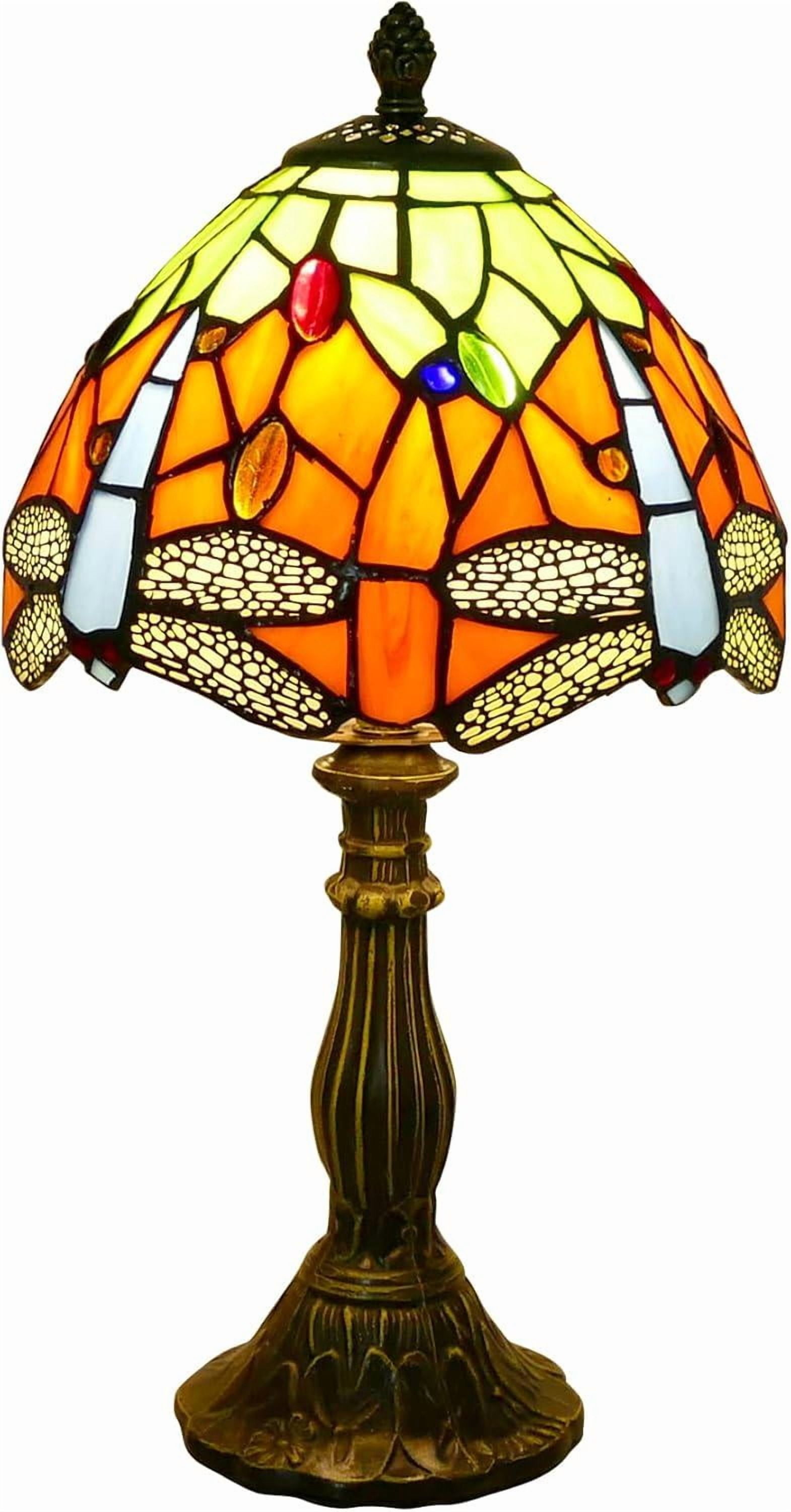 Tiffany Lamp Orange Dragonfly Stained Glass Table Lamp Desk Reading ...
