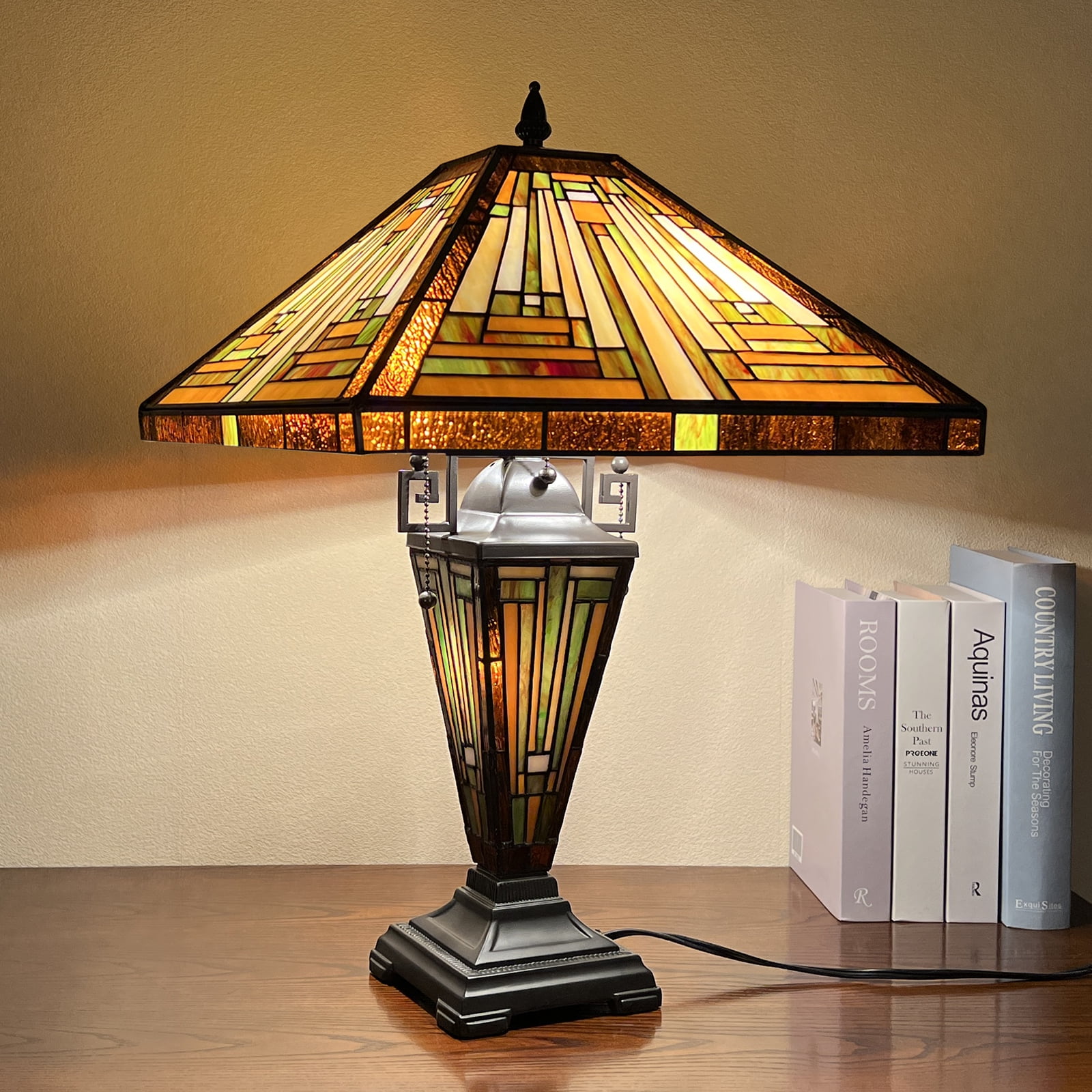 Tiffany Lamp Stained Glass Table Lamp 16x16x24 Inches 3-Light Style ...