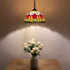 Tiffany Stained Glass Red Tulips LED Pendant Light Fixture, 12"W x 12"D ...