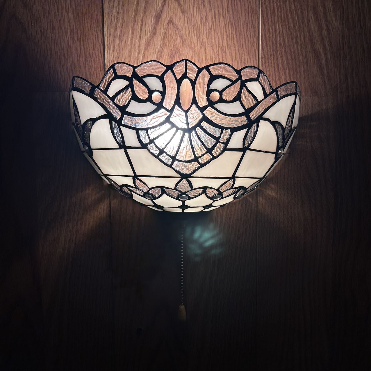 Tiffany Sconces Baroque Style Half Moon White Stained Glass 1-Light LED ...