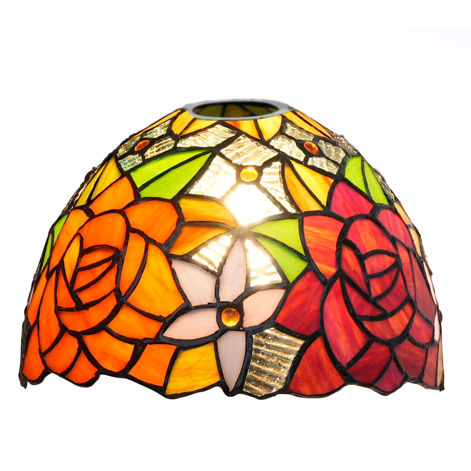 Tiffany Shade Replacement 8" Gorgeous Roses Stained Glass Lamp Shade ...