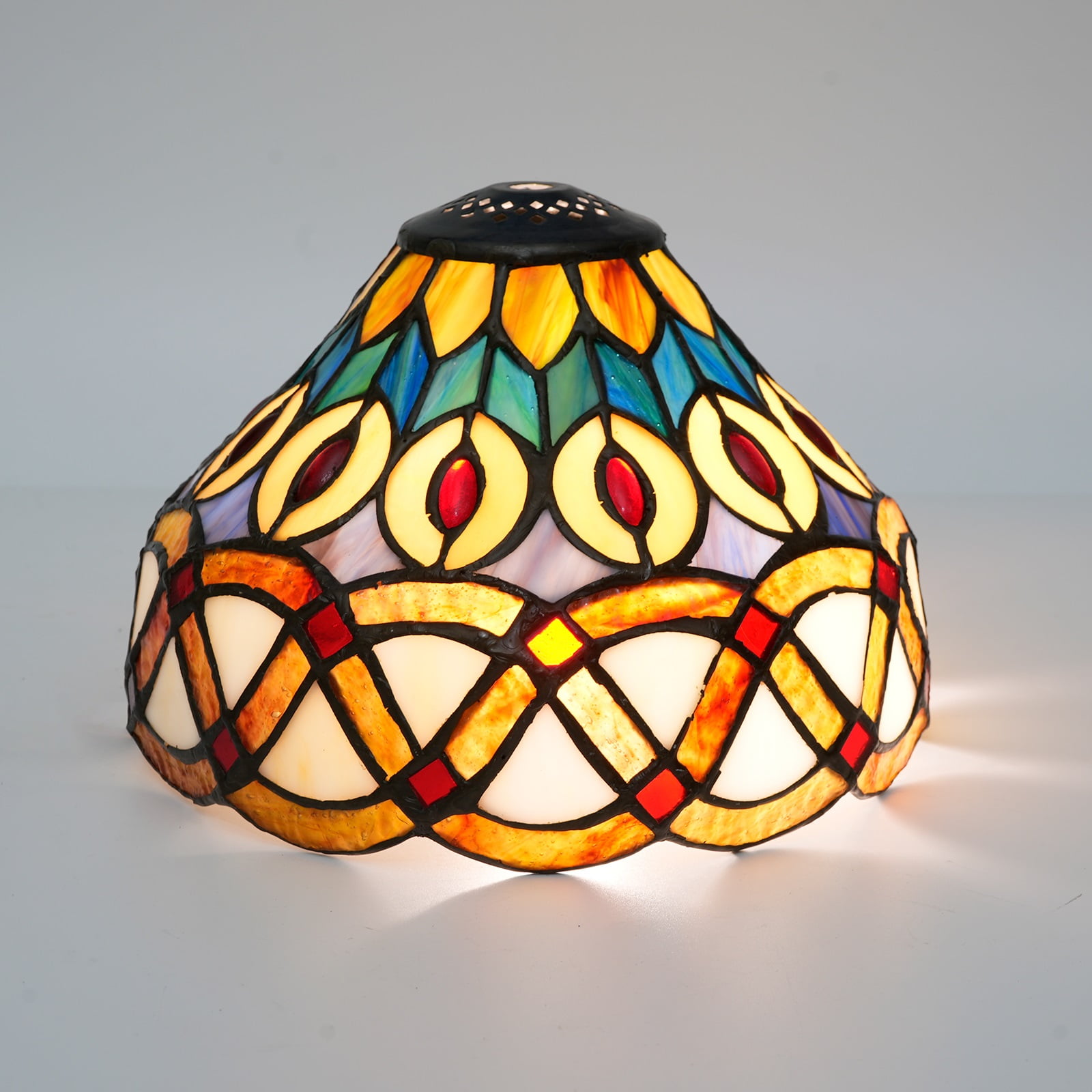 Tiffany Shade Replacement 8" Yellow Peacock Stained Glass Lamp Shade ...