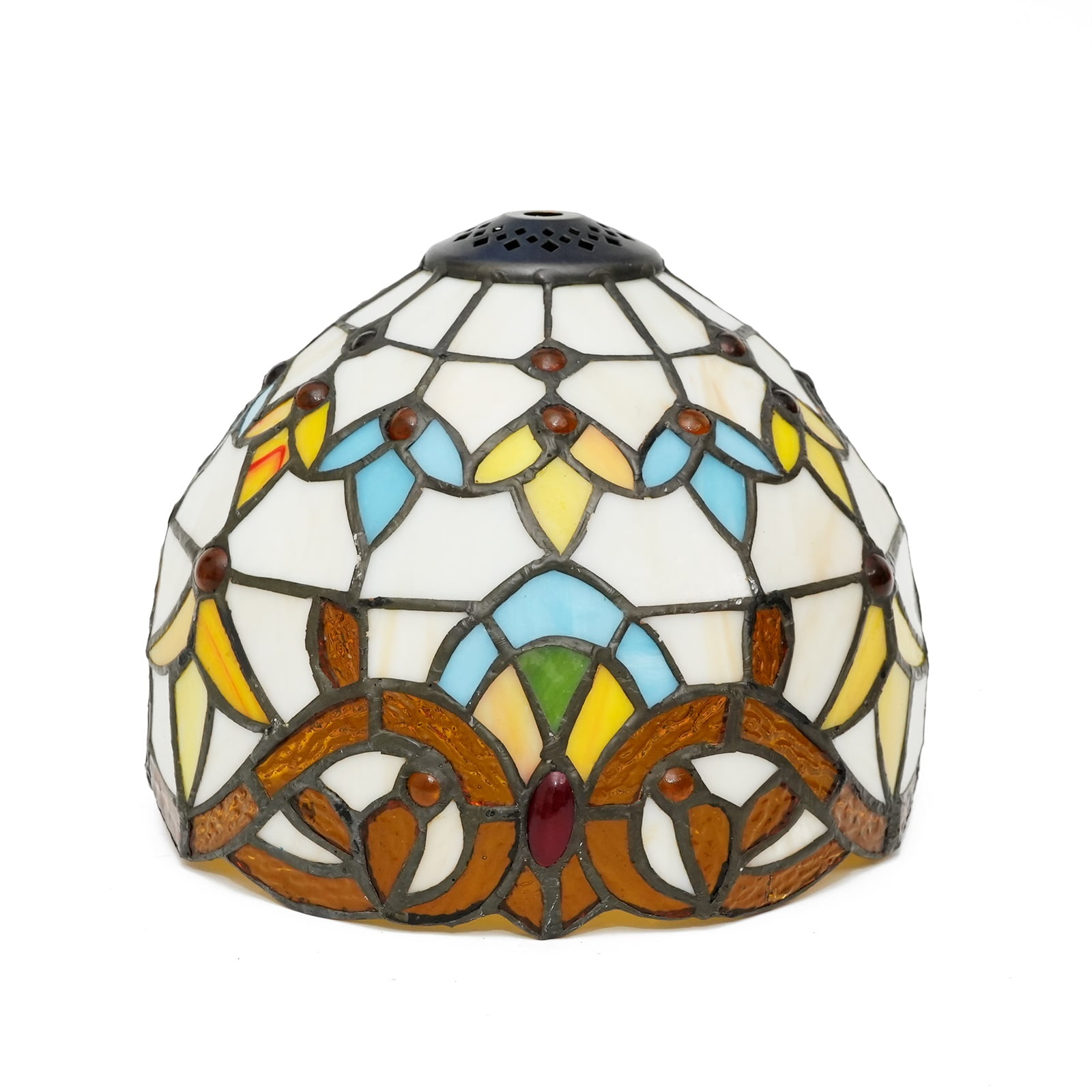 Tiffany Shade Replacement 8" Yellow Vintage Baroque Stained Glass Lamp ...