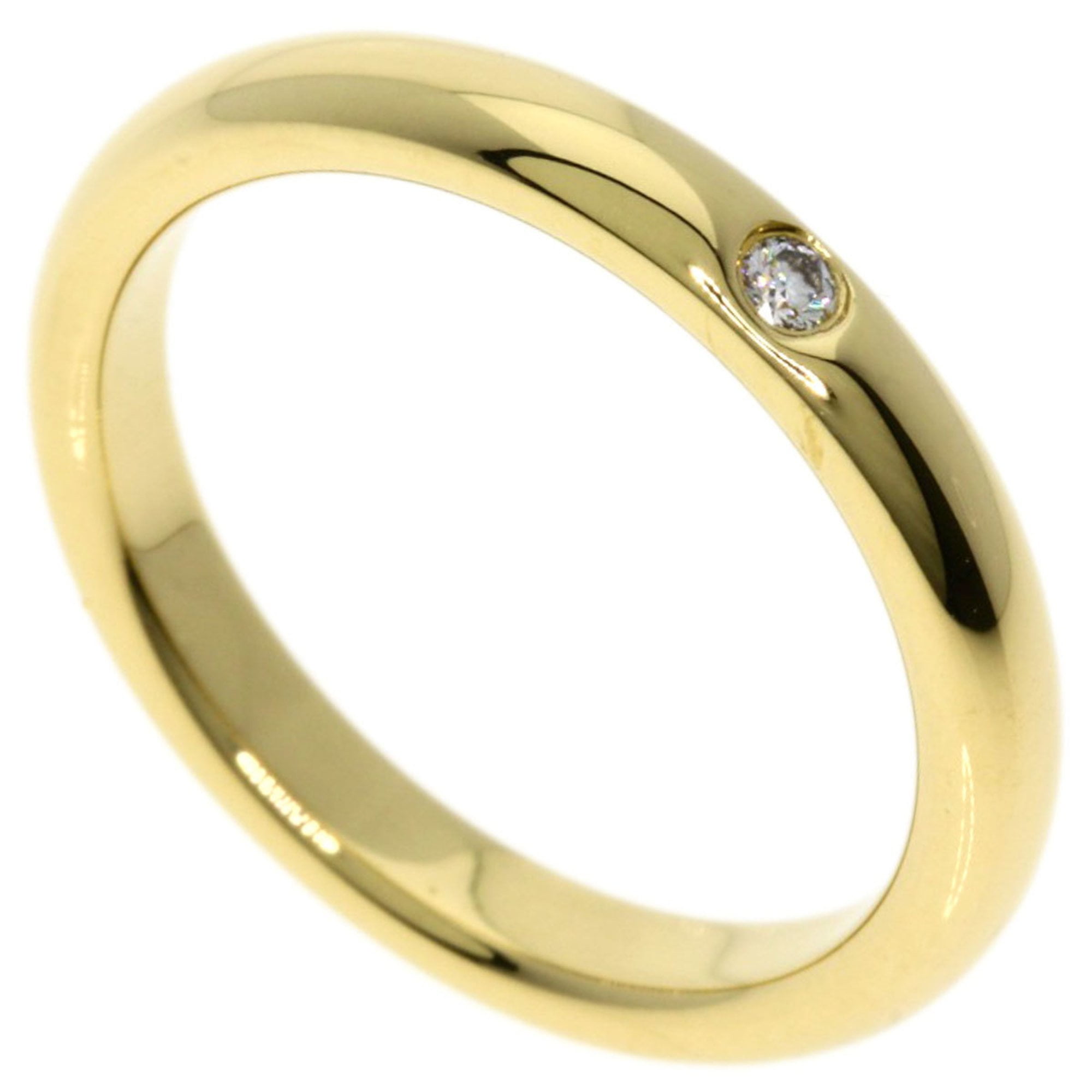 Pre-Owned Tiffany Stacking Band 1P Diamond Ring, 18K Yellow Gold, Women ...