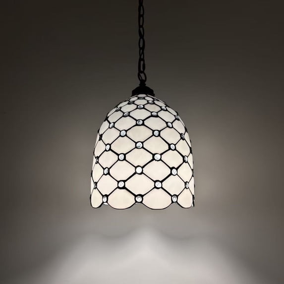 Tiffany Stained Glass Crystal Beans 10-Light LED Bulb Included White ...