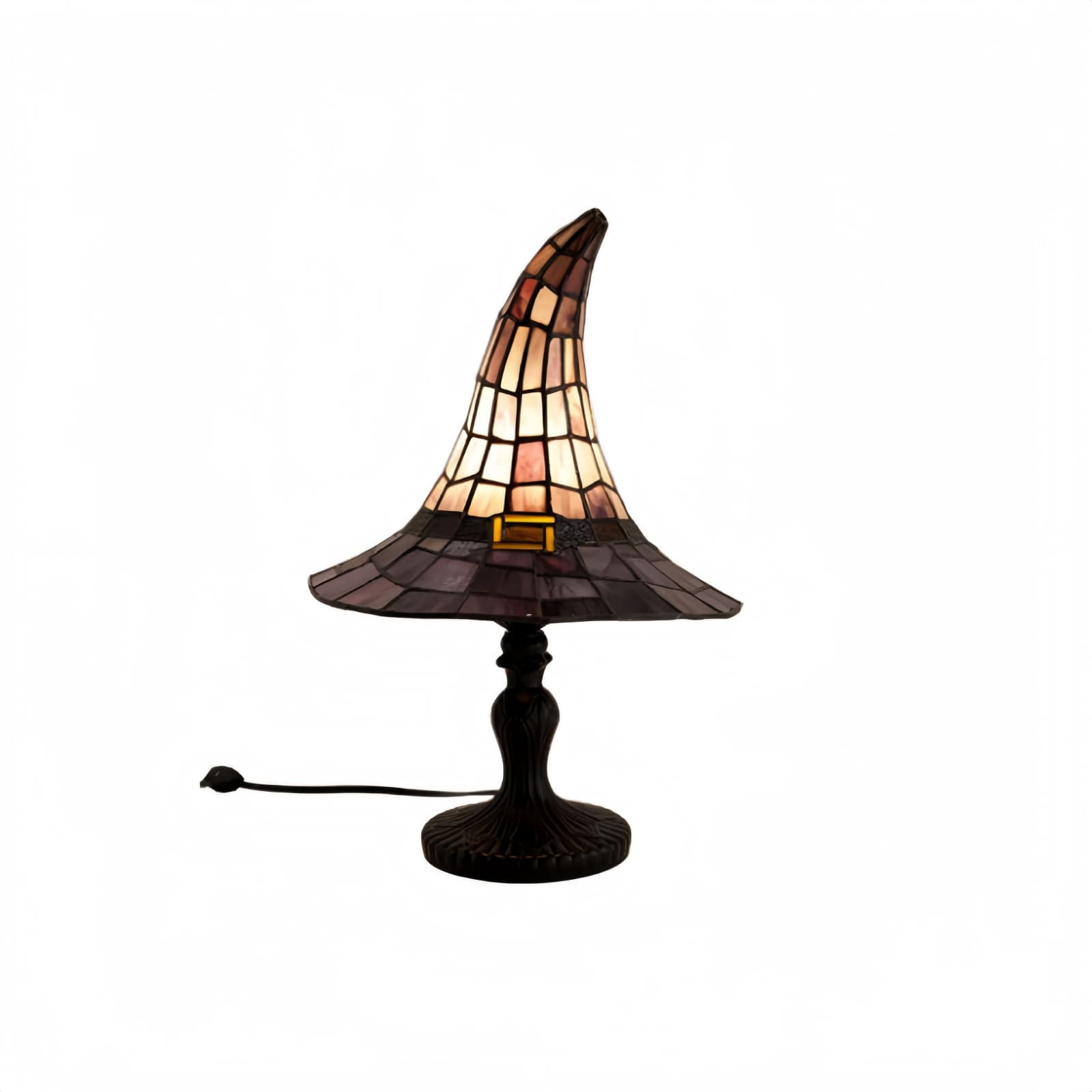 Tiffany Stained Glass Witch Hat Table Lamp, 11.81" Vintage Purple Glass ...