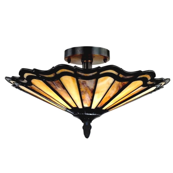 Tiffany Style Mission Semi Flush Mount Ceiling Fixture, Bronze ...