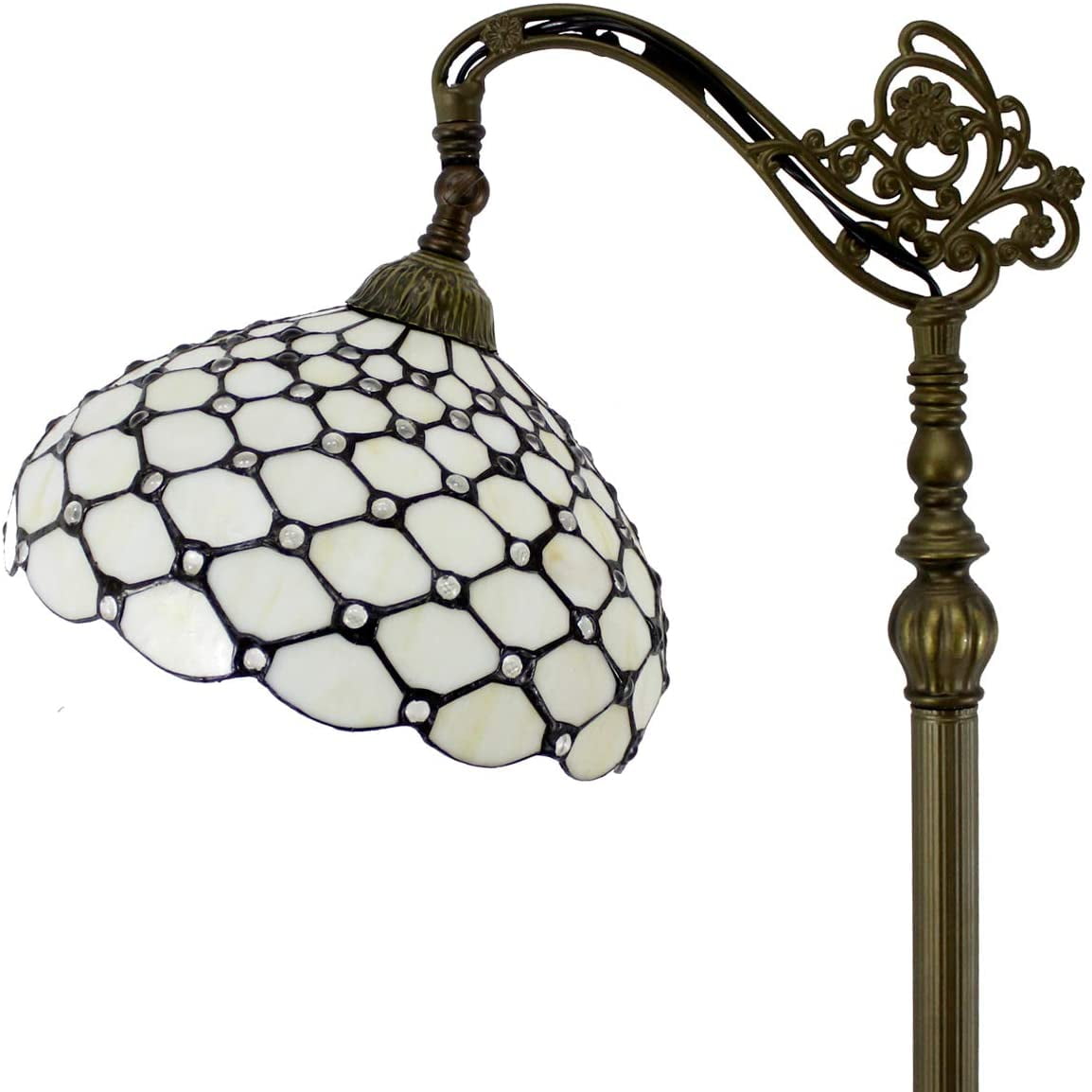Tiffany Style Reading Floor Lamp Lighting W12H64 Inch 1E26 Amber ...