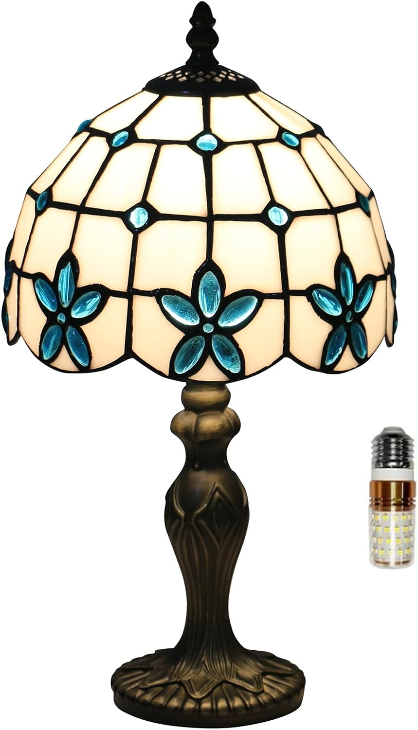 Tiffany Style Table Lamp, 8 Inch Stained Glass Lamp, Small Antique ...