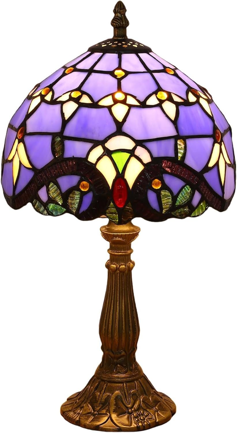 Tiffany Style Table Lamp, Blue Baroque Style Stained Glass Lamp, 8 Inch ...