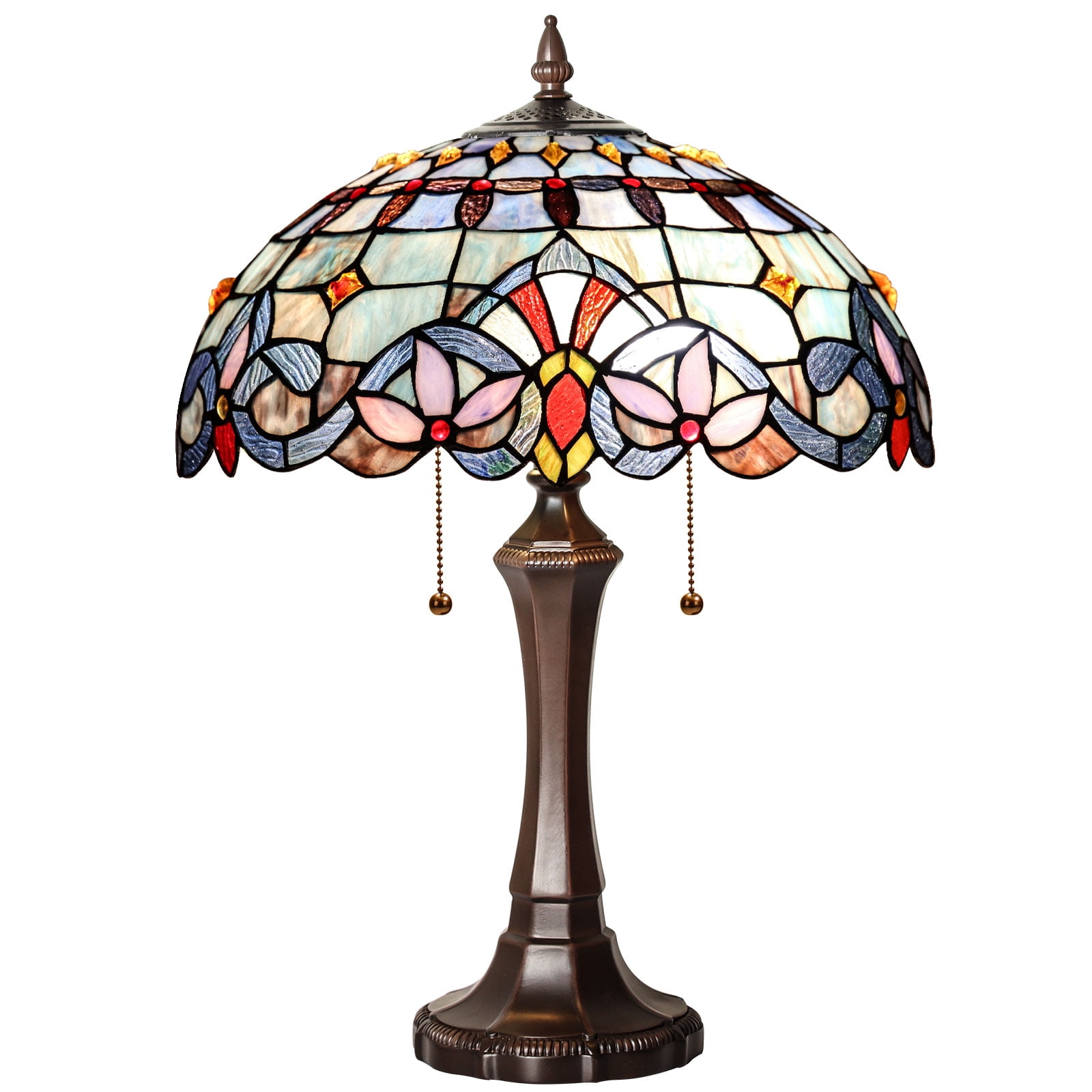 Tiffany Table Lamp 16" Wide Handmade Stained Glass Lamp Shade 2 Light ...