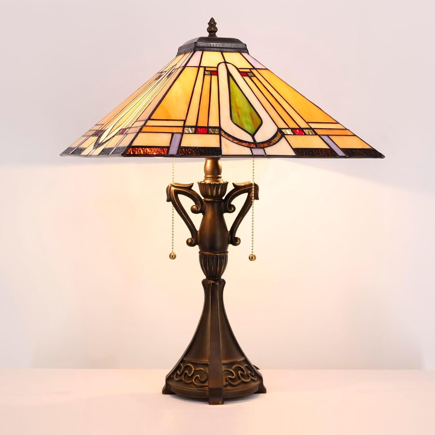 Tiffany Table Lamp Stained Glass Geometry Mission Style Desk Reading ...