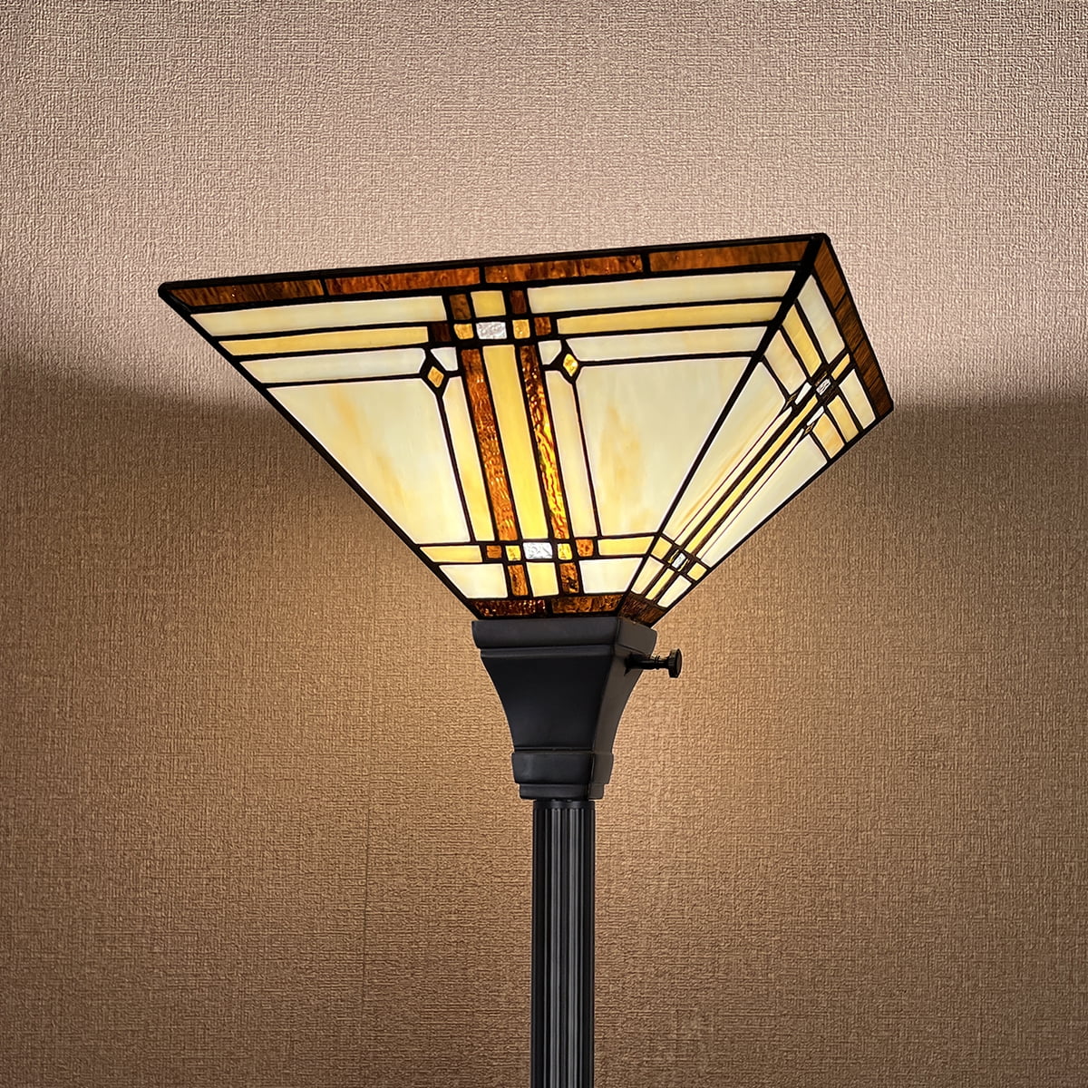 Tiffany Torchiere Floor Lamp 69 Inches Tall Industrial Pole Cream Color ...