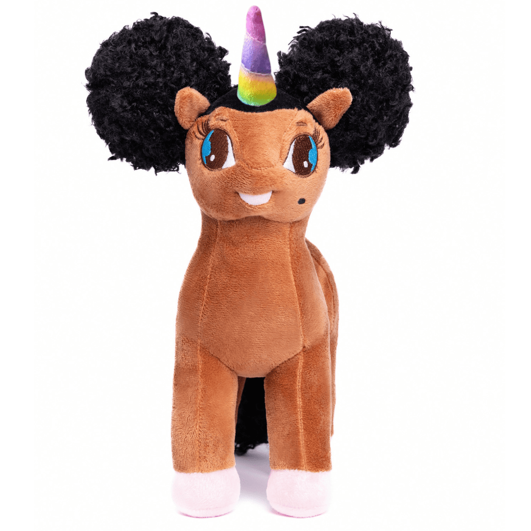 Tiffany, Unicorn Plush Toy with Afro Puffs - 12 inch - Walmart.com