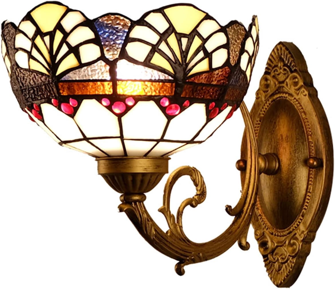 Tiffany Wall Sconces 7.8Inch Conch Style Stained Glass Luxurious Wall ...