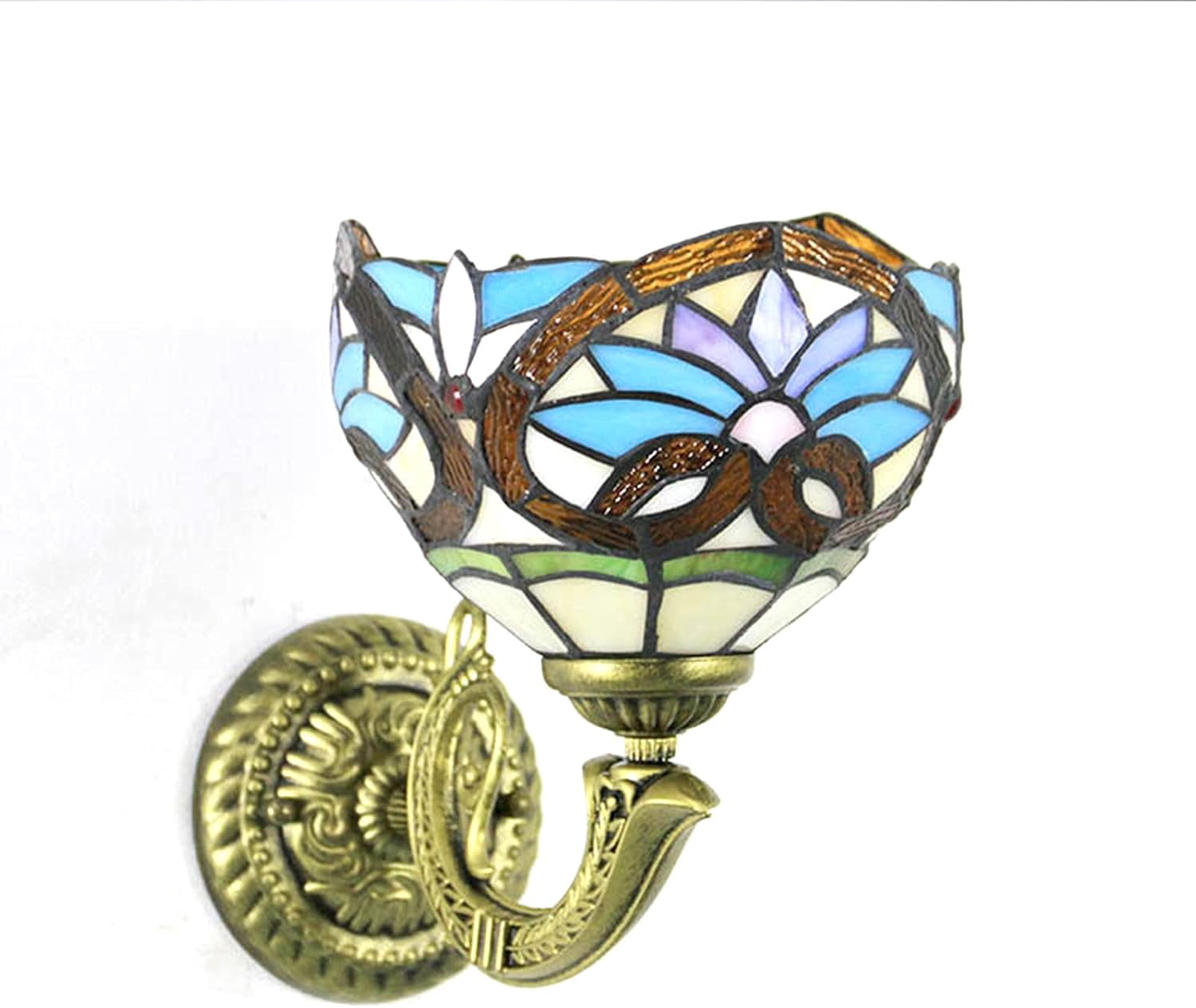 Tiffany Wall Sconces 7.8Inch Heart Baroque Stained Glass Wall Lamp E26 ...