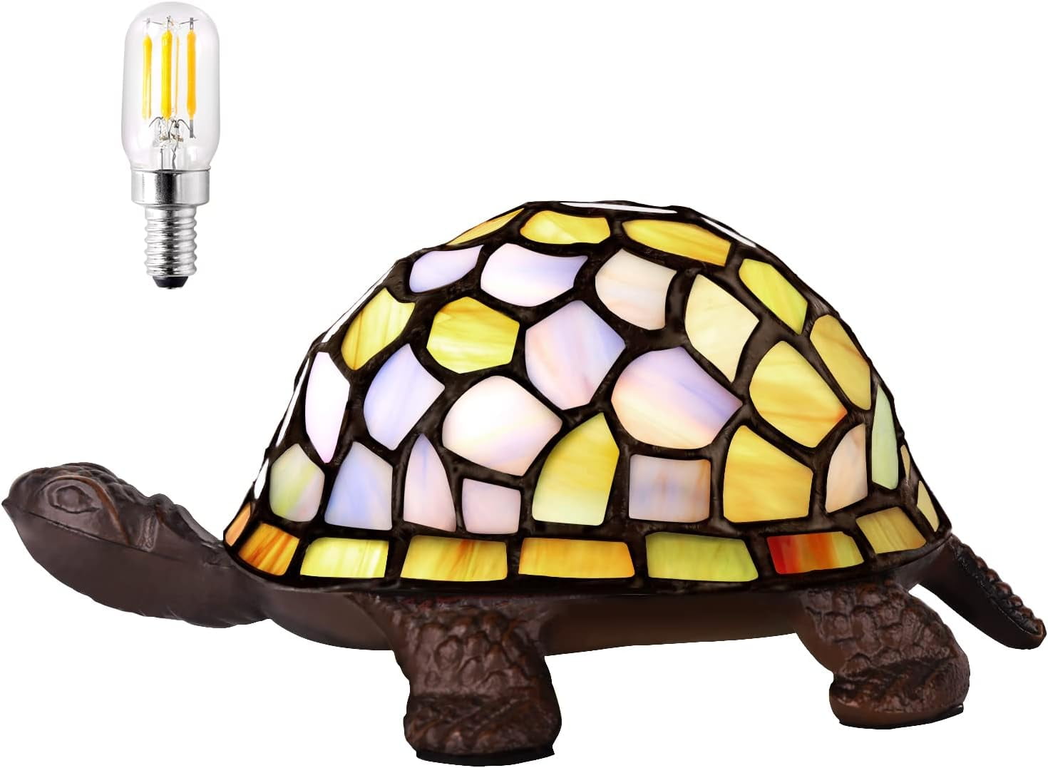 Tiffany lamp Stained Glass Tiffany Turtle Shaped Night Light 1 LED Bulb ...